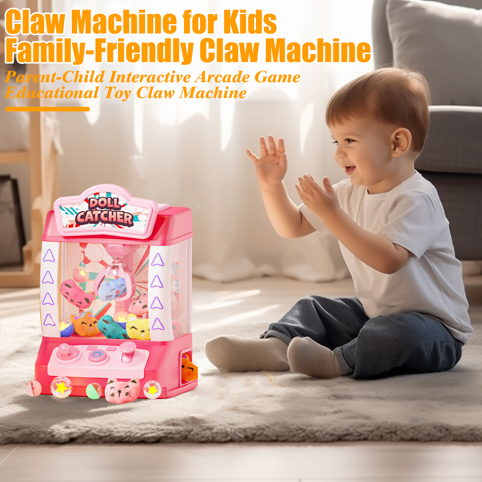 Sioweci Mini Claw Machine with Music Lights Rechargeable Easy to Use ...