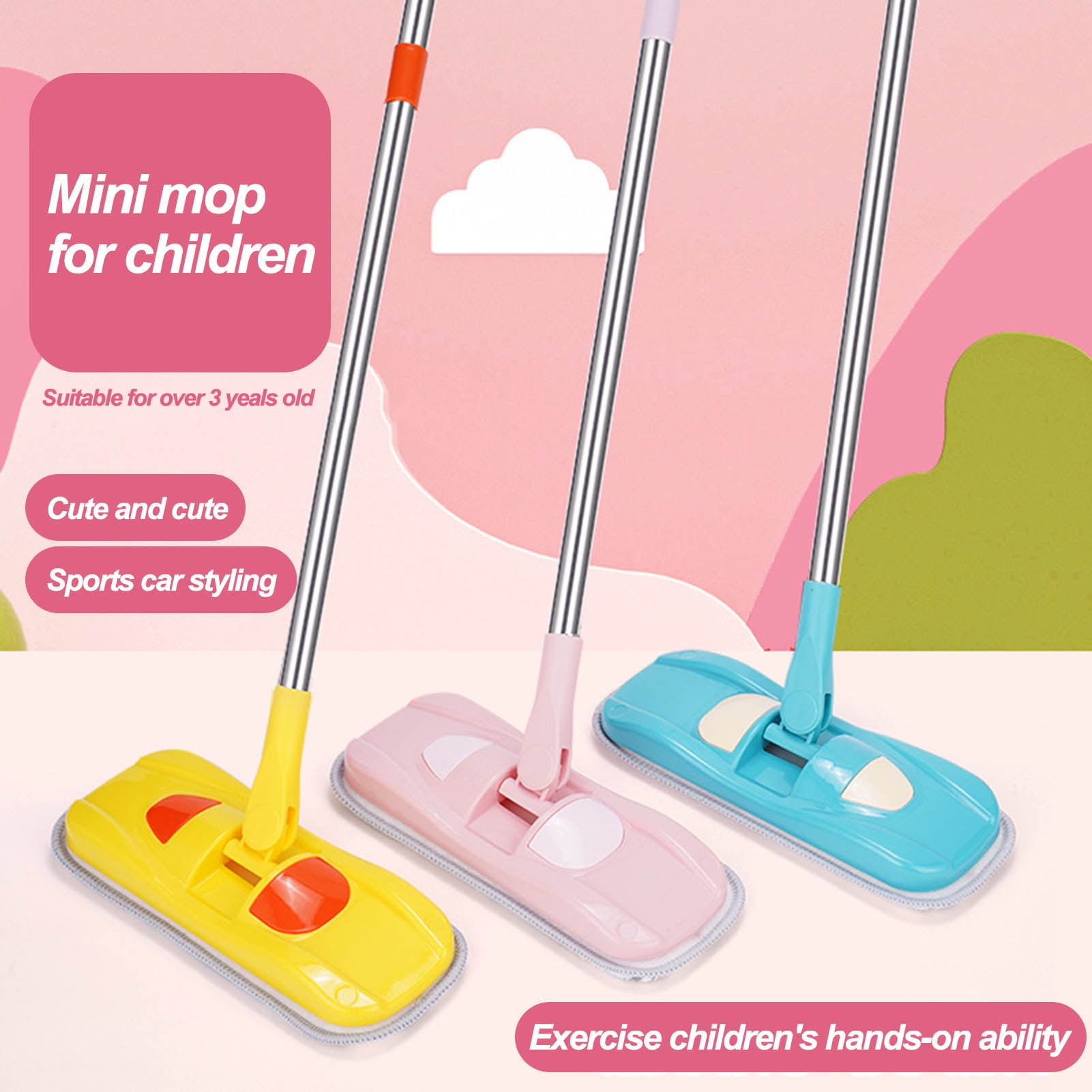 Sioweci Mini Mop Small Mop for Kids Housekeeping Pretend Play Cleaning ...