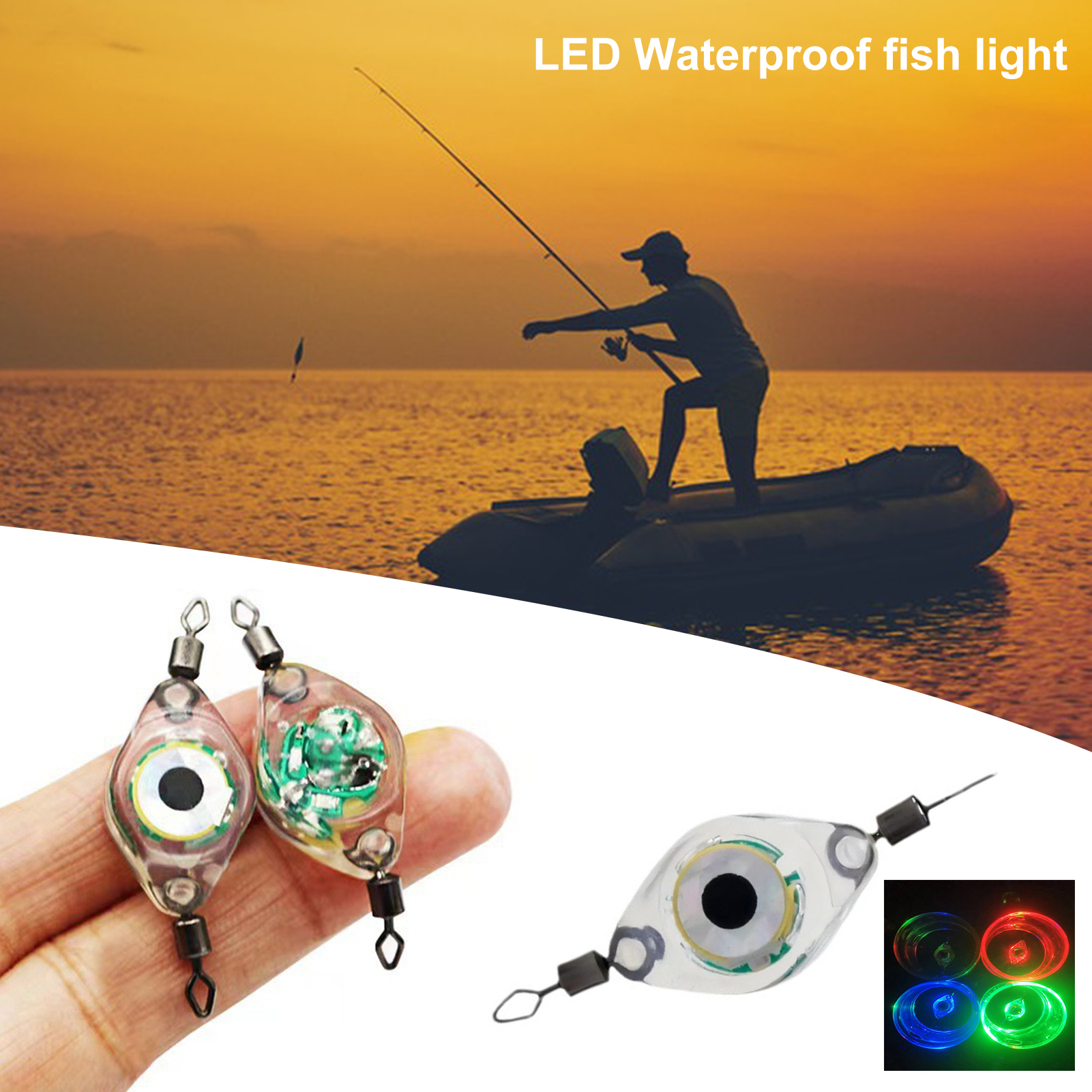 Sioweci Mini Underwater Fishing Lamp Waterproof LED Fish Eye Luring ...