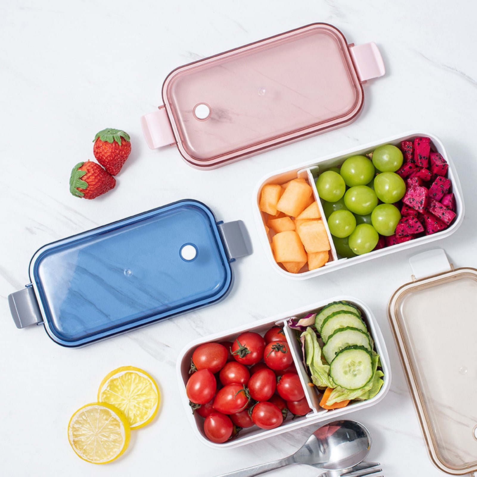 Sioweci Movable Partition Bento Box with Lock Catch Silicone Picnic ...