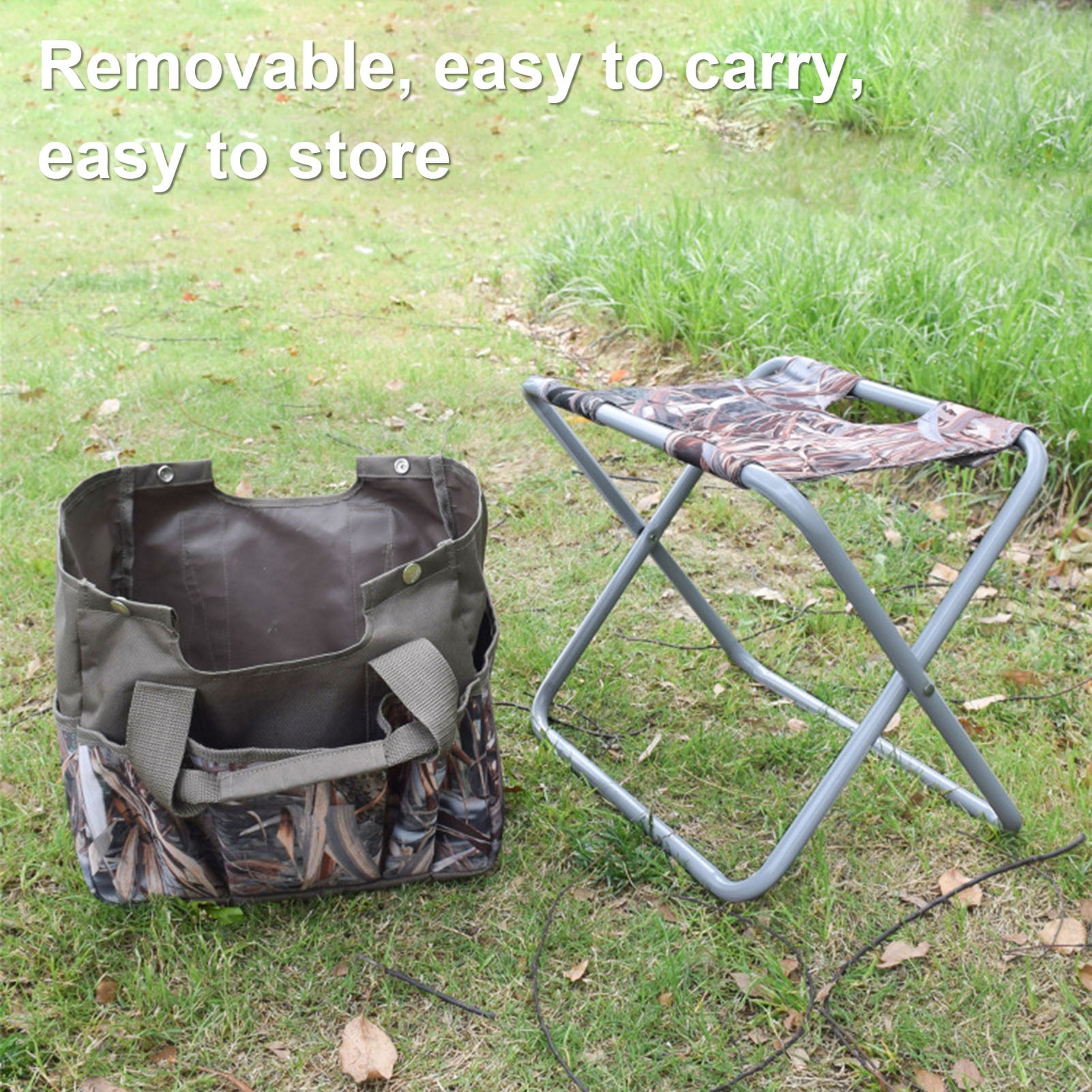 Sioweci Outdoor Folding Stool with Garden Tool Bag Heavy Duty ...