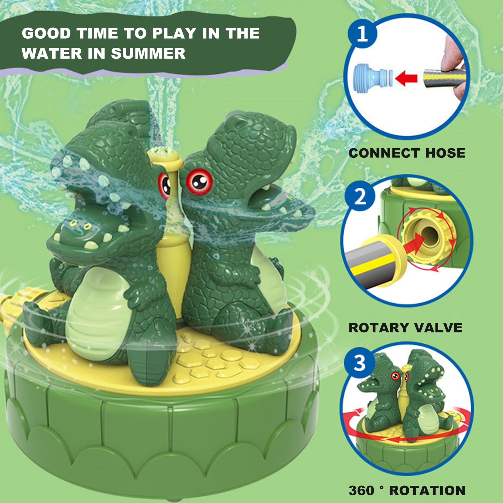 Sioweci Outdoor Sprinkler Fun Summer Play Water Toy Rotatable Dinosaur ...
