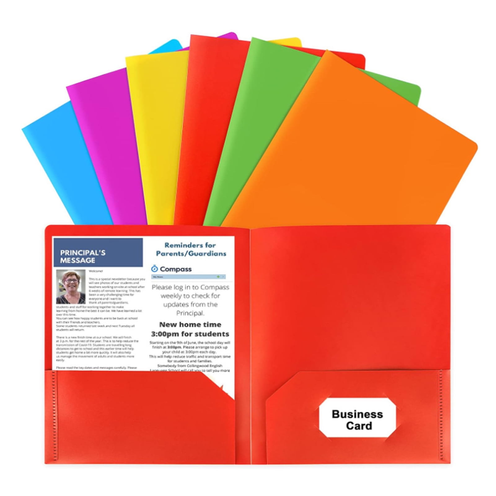 Sioweci Plastic Folder with 2 Pockets Business Card Slot Heavy Duty ...