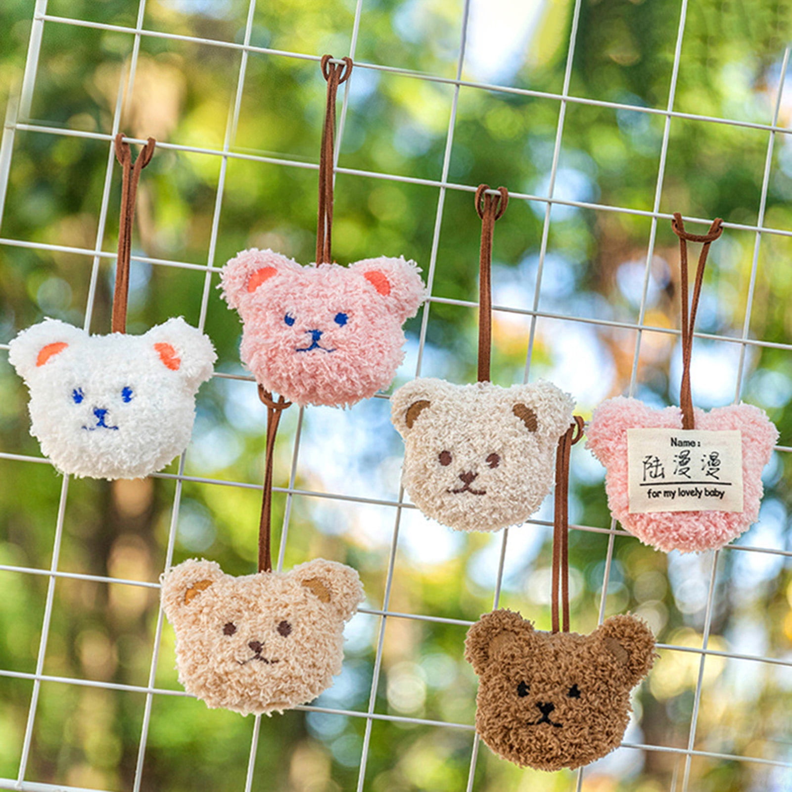 Sioweci Plush Bear Pendant Soft PP Cotton Cute Bear Head Doll Plushie ...