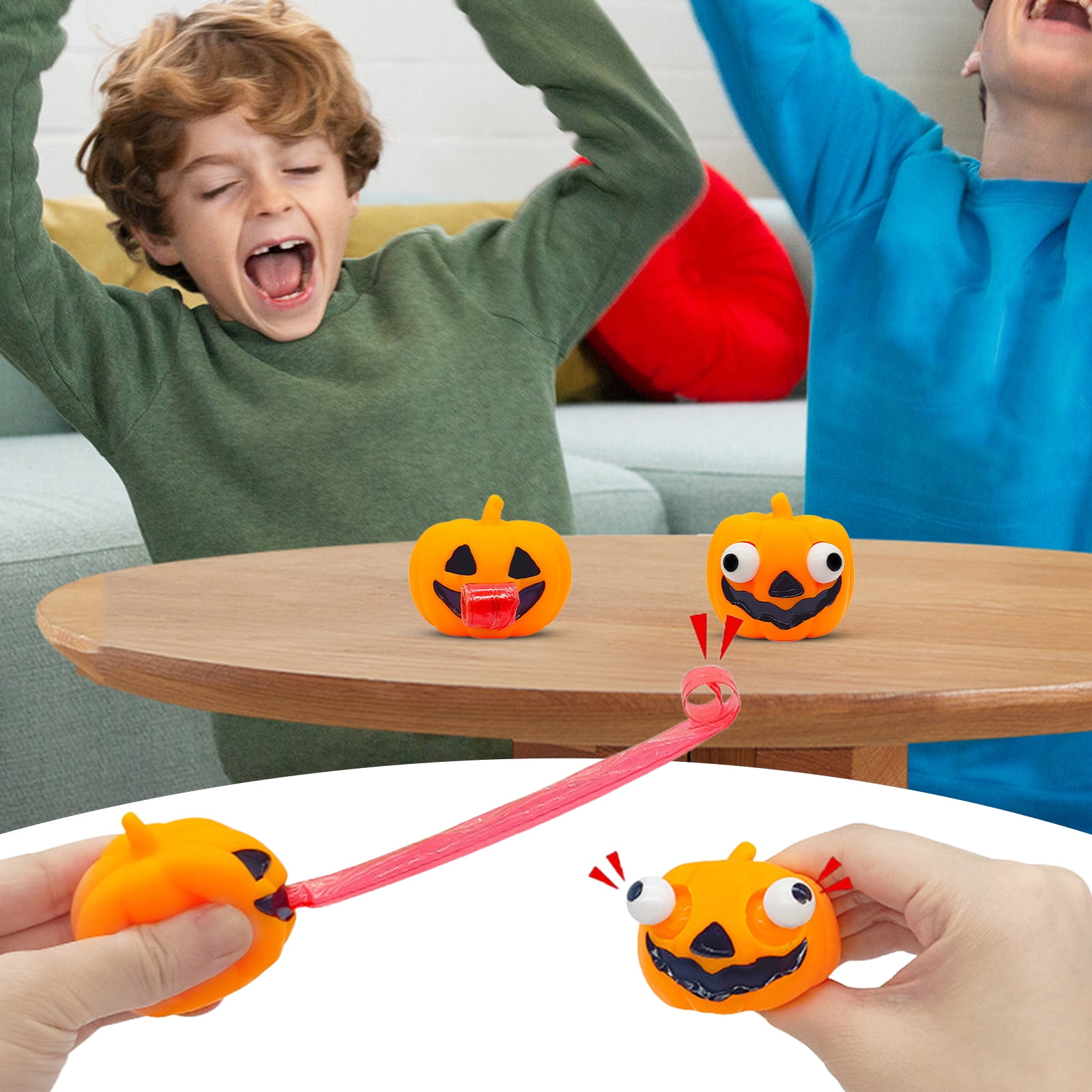 Sioweci Popping Eye Pumpkin Squeeze Toy Halloween Sticking Tongue Out ...