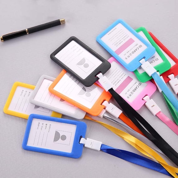 Sioweci Portable Double Sided Transparent Employee ID Card Holder Name ...