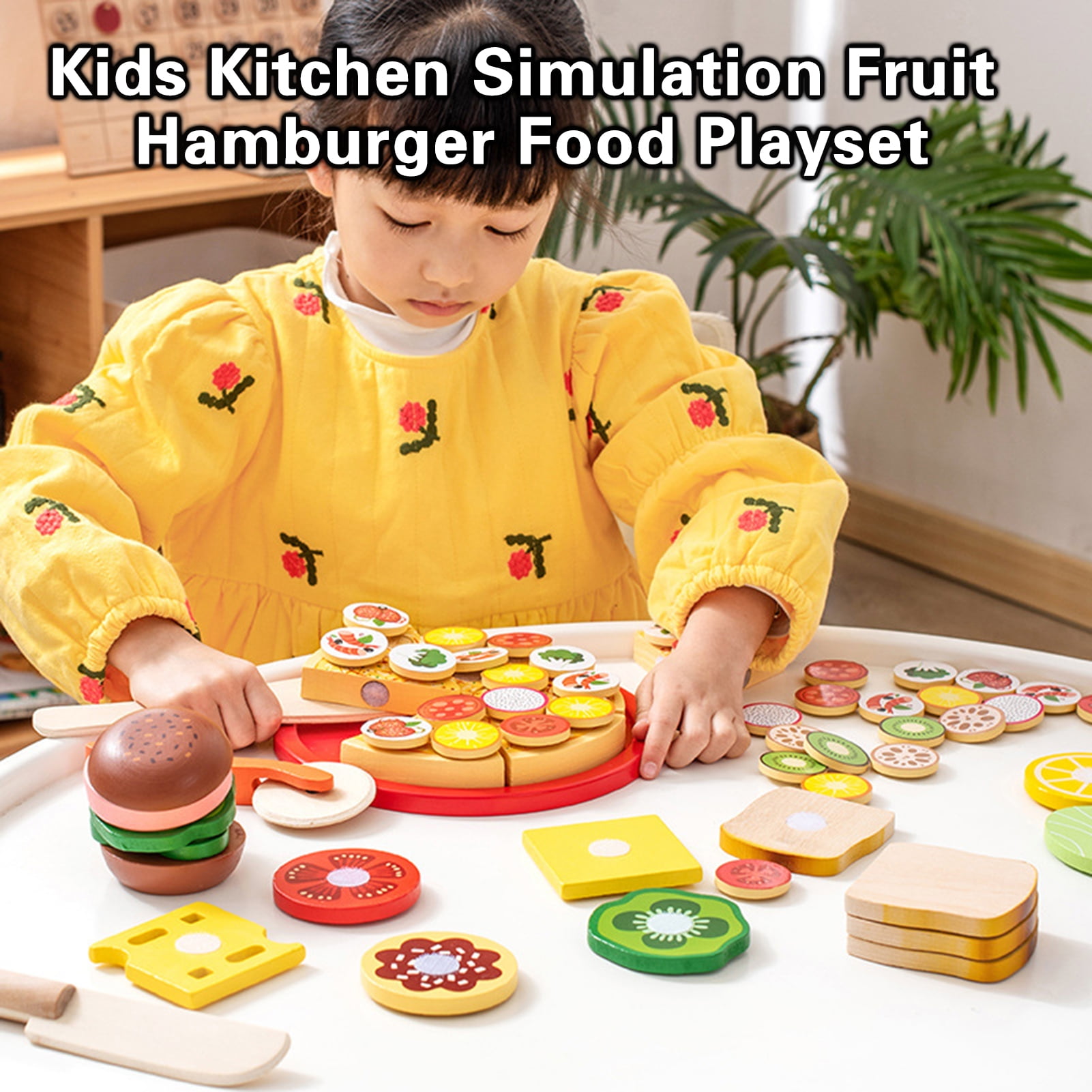 Sioweci Pretend Play Toys Kids Kitchen Toys,Wooden Play Food for ...