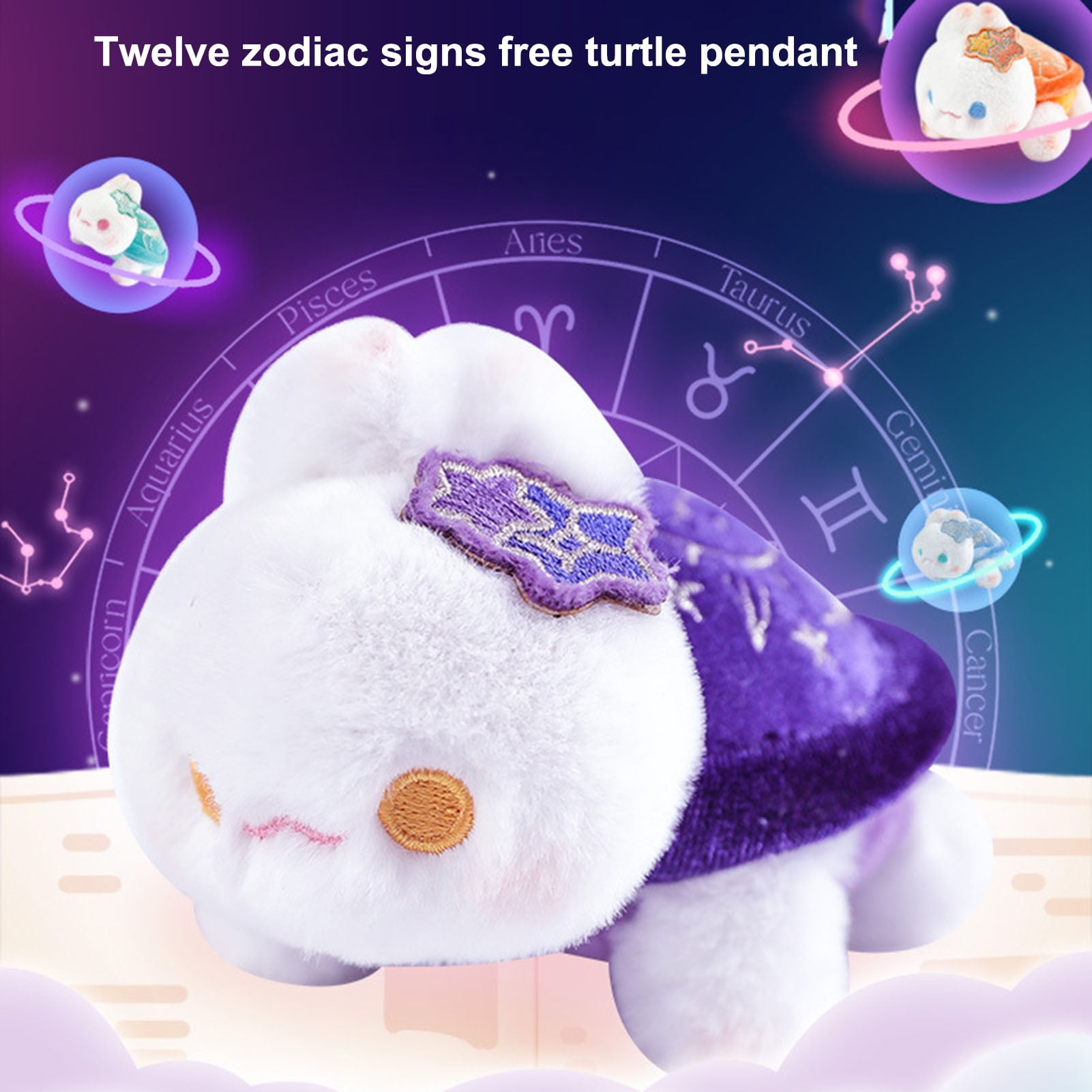 Sioweci Rabbit Turtle Plush Toy with Bead Chain Twelve Constellations ...
