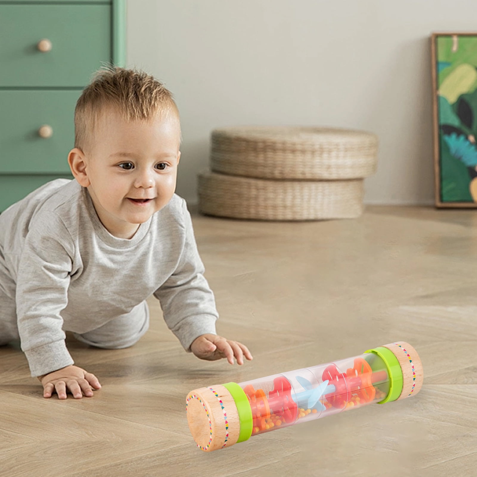 Sioweci Rain Stick Toy Beaded Raindrops Rainmaker Developmental Sensory ...