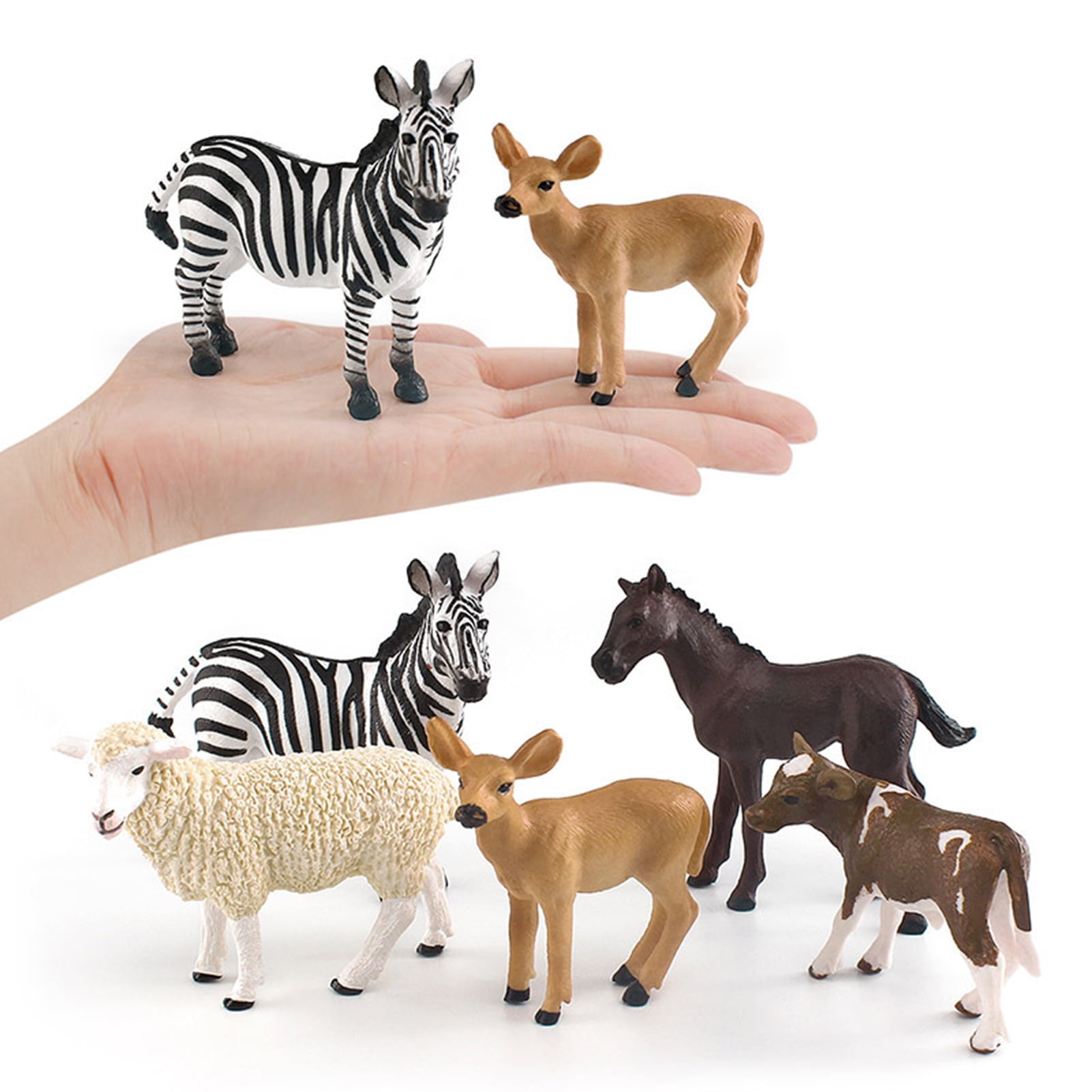 Sioweci Realistic Animal Figurine Miniature Forest Deer Cow Sheep Zebra ...