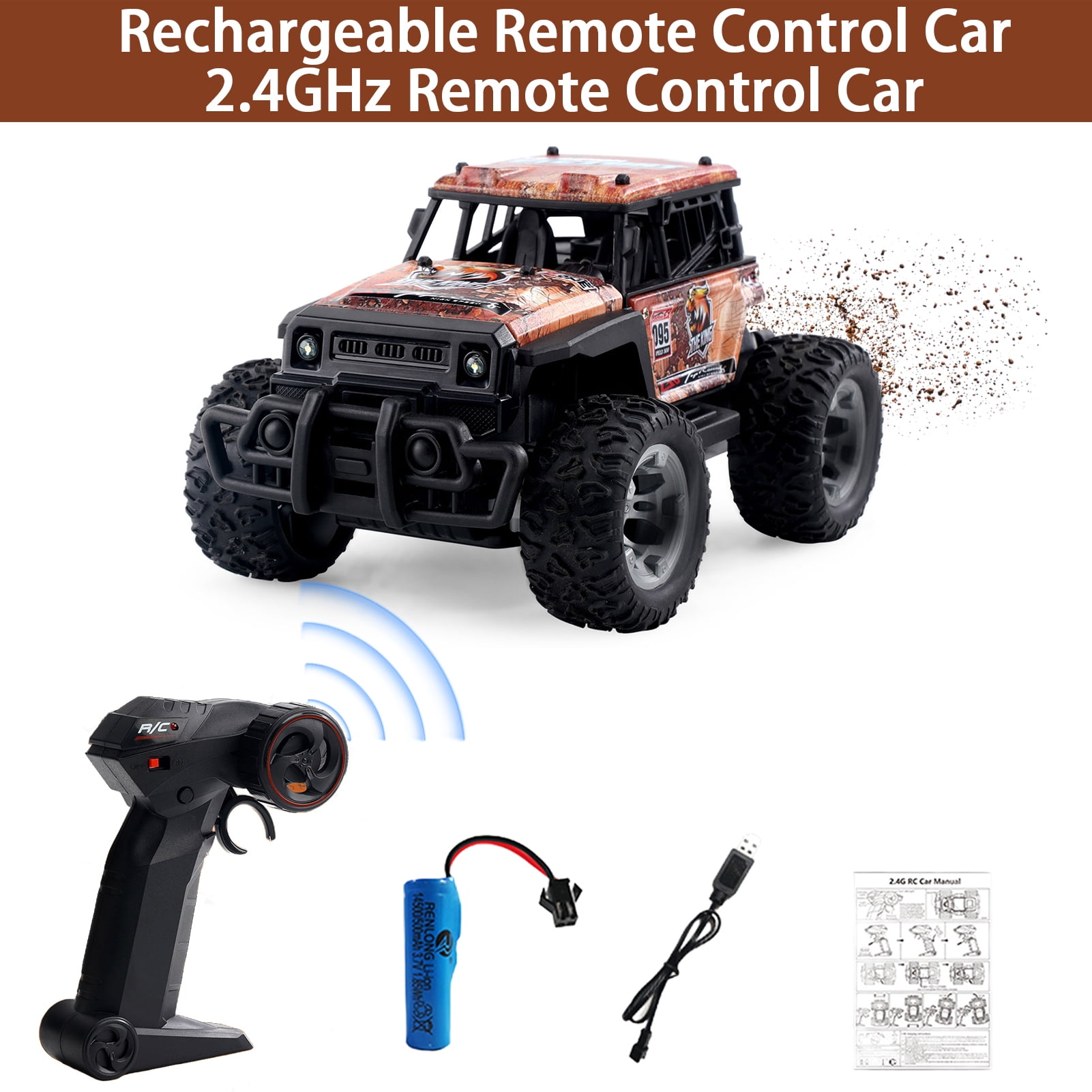 Sioweci Remote Control Off-Road Car with LED Light 4 Wheels Drive Kids ...
