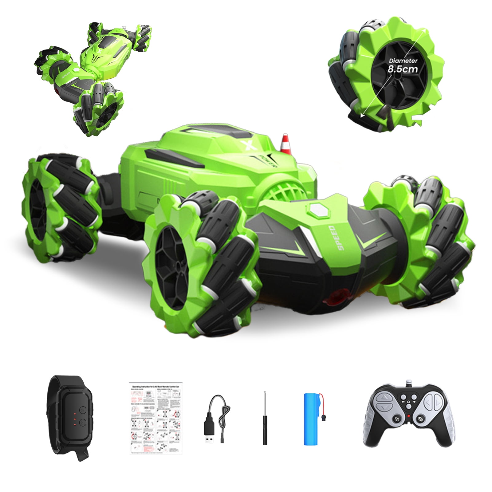 Sioweci Remote Control Stunt Twist Car 4 Wheels 2.4GHz Dual Modes RC ...