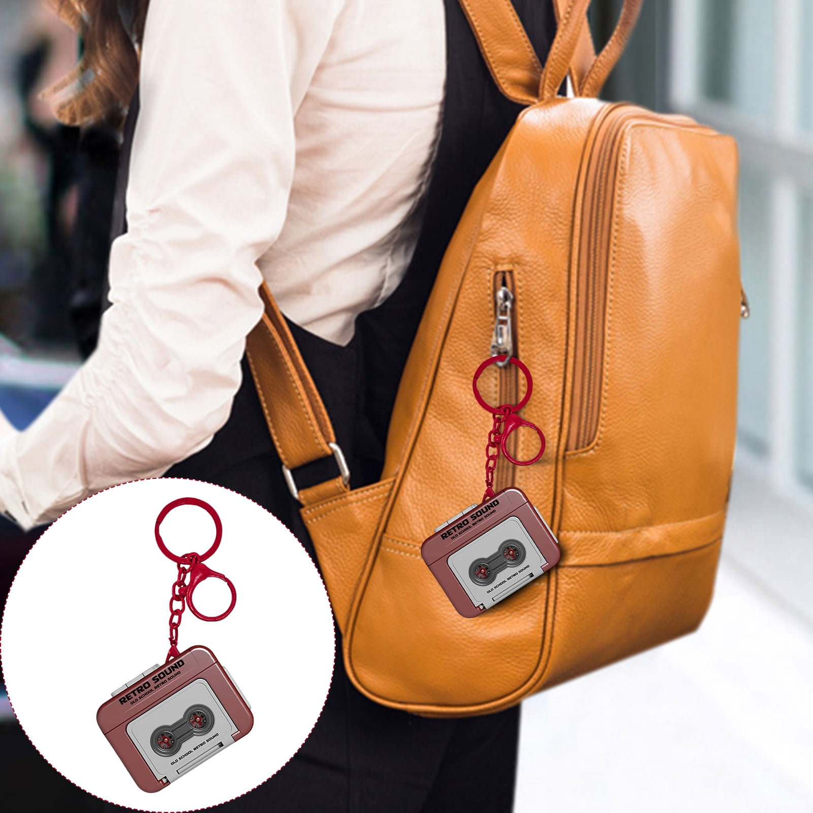 Sioweci Retro Mini Recording Music Box Pendant Keychain Toy Double ...