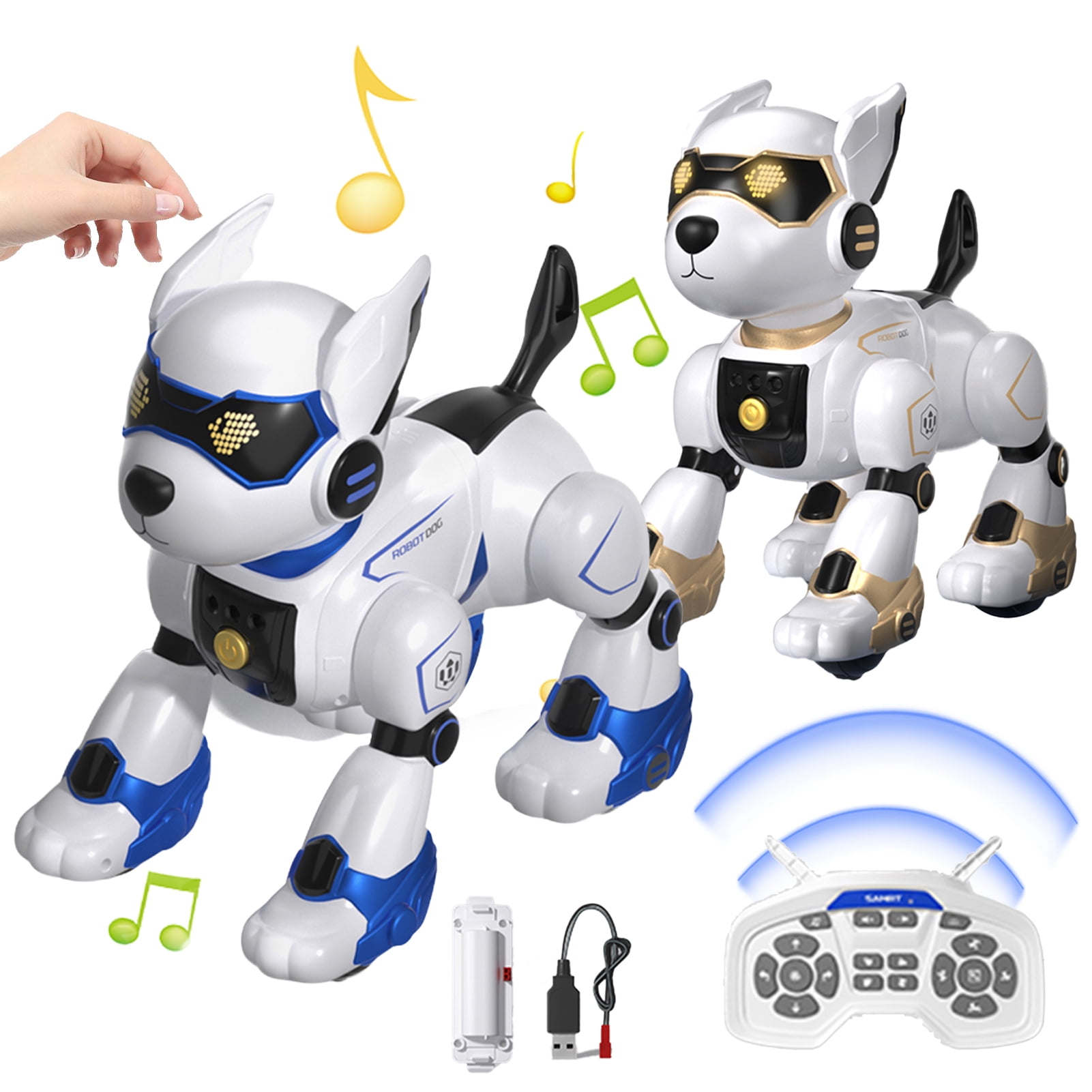 Sioweci Robot Dog Toy 2.4GHz Remote Control Robot Pet with Interactive Touch Sensors Voice ...