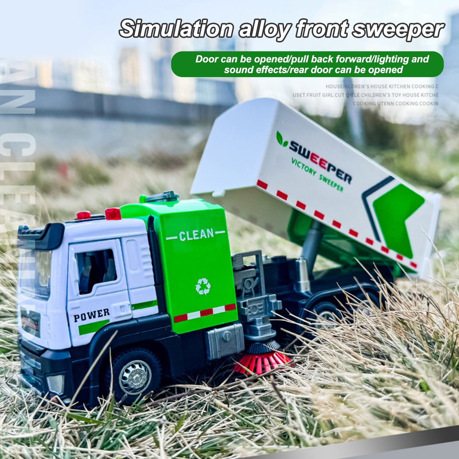 Sioweci Sanitation Garbage Truck Toy with Light and Music 1:32 Scale ...