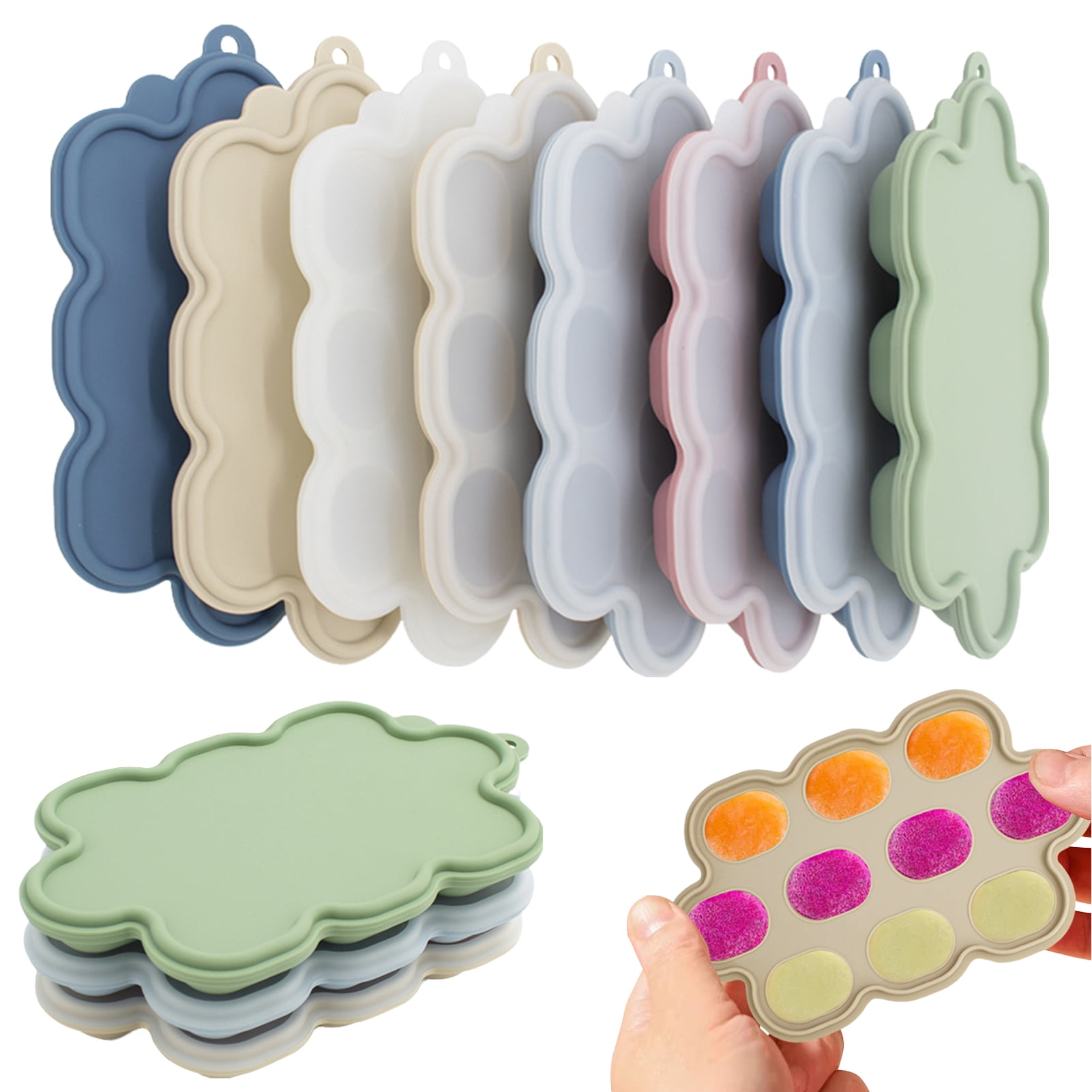 Sioweci Silicone Toddle Food Freezer Tray with Lid BPA-Free Breastmilk ...