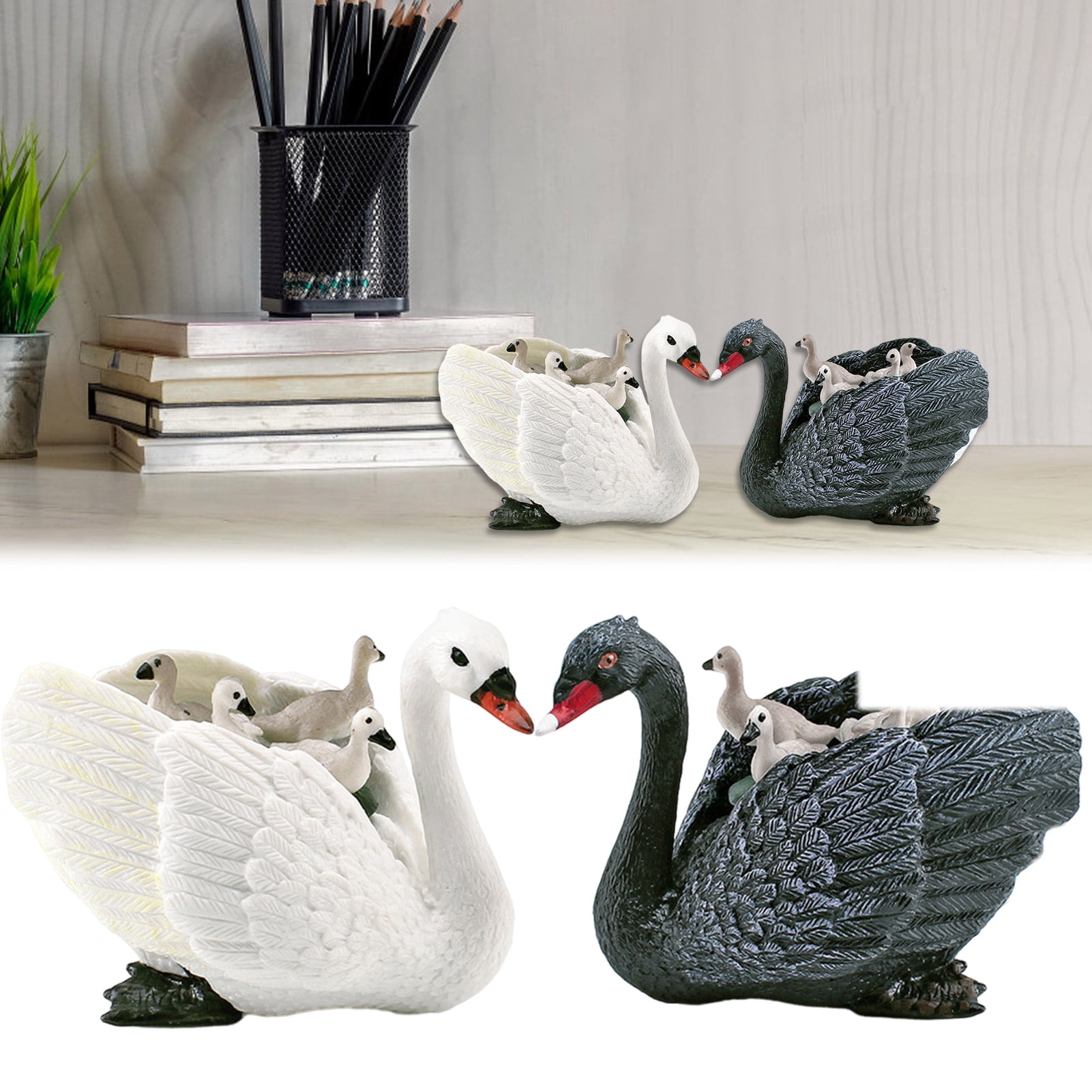 Sioweci Simulation Farm Animal Figurine Miniature Black/White Swan ...
