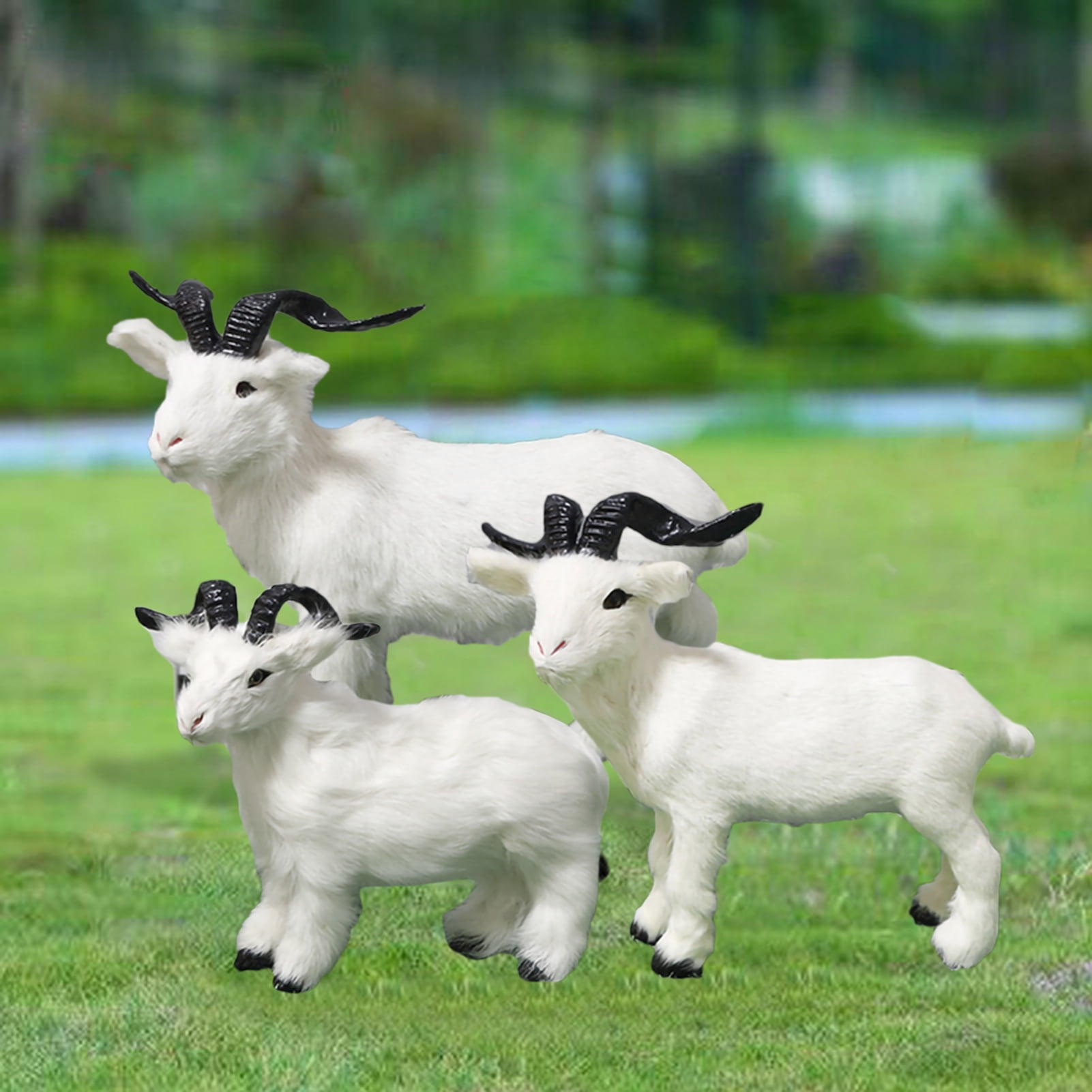 Sioweci Simulation Goat Model Ornament Faux Fur Vivid Look Farm Animal ...