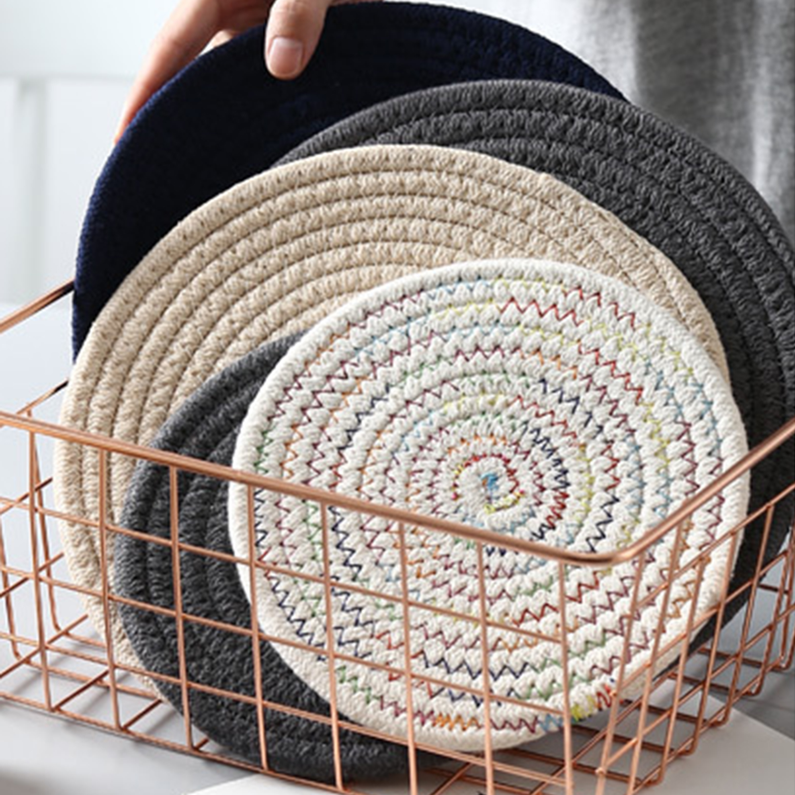 Sioweci Soft Cotton Woven Coaster Set Heat Insulation Anti-Scald Water ...