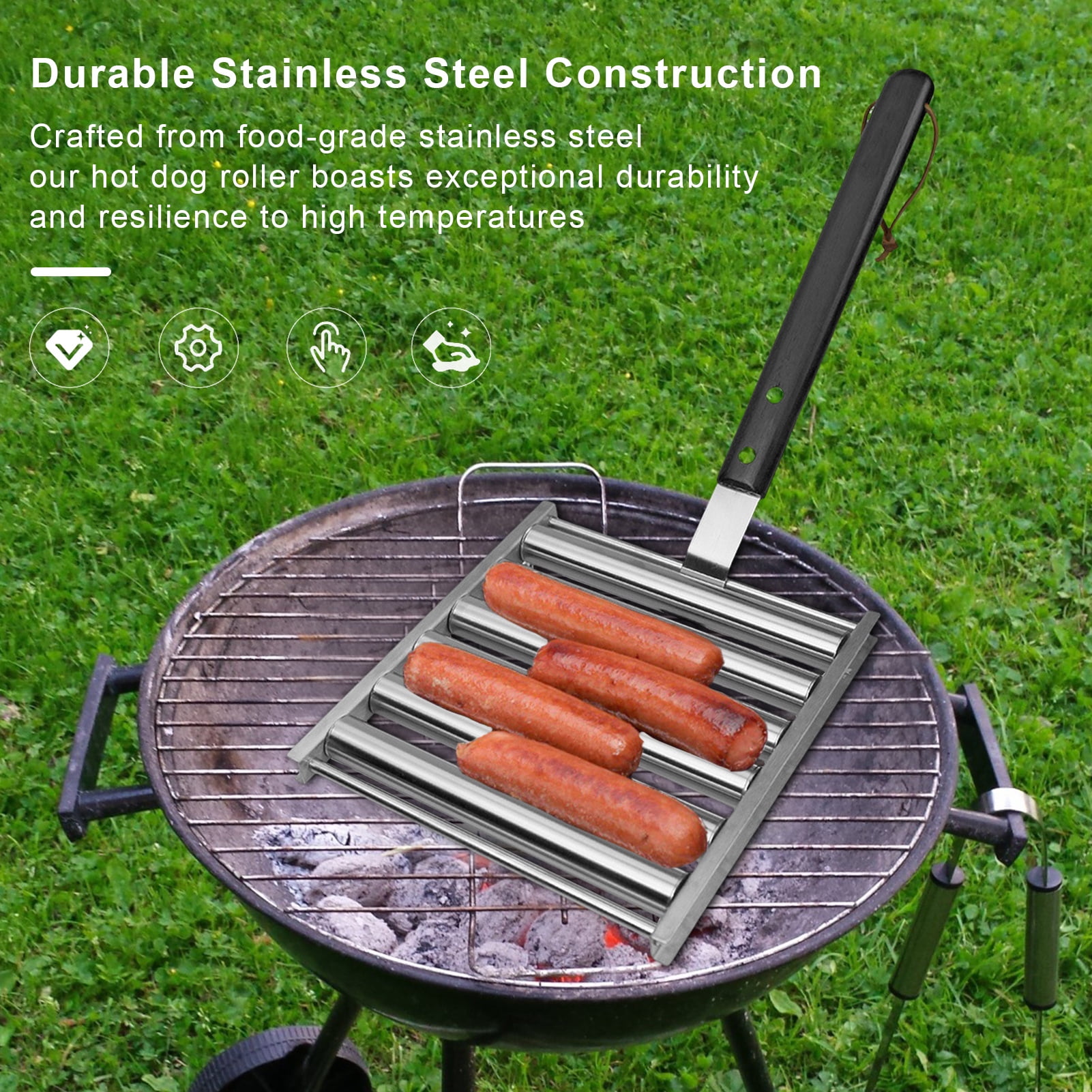 Sioweci Stainless Steel Hot Dog Roller Rack with Handle BBQ Sausage ...