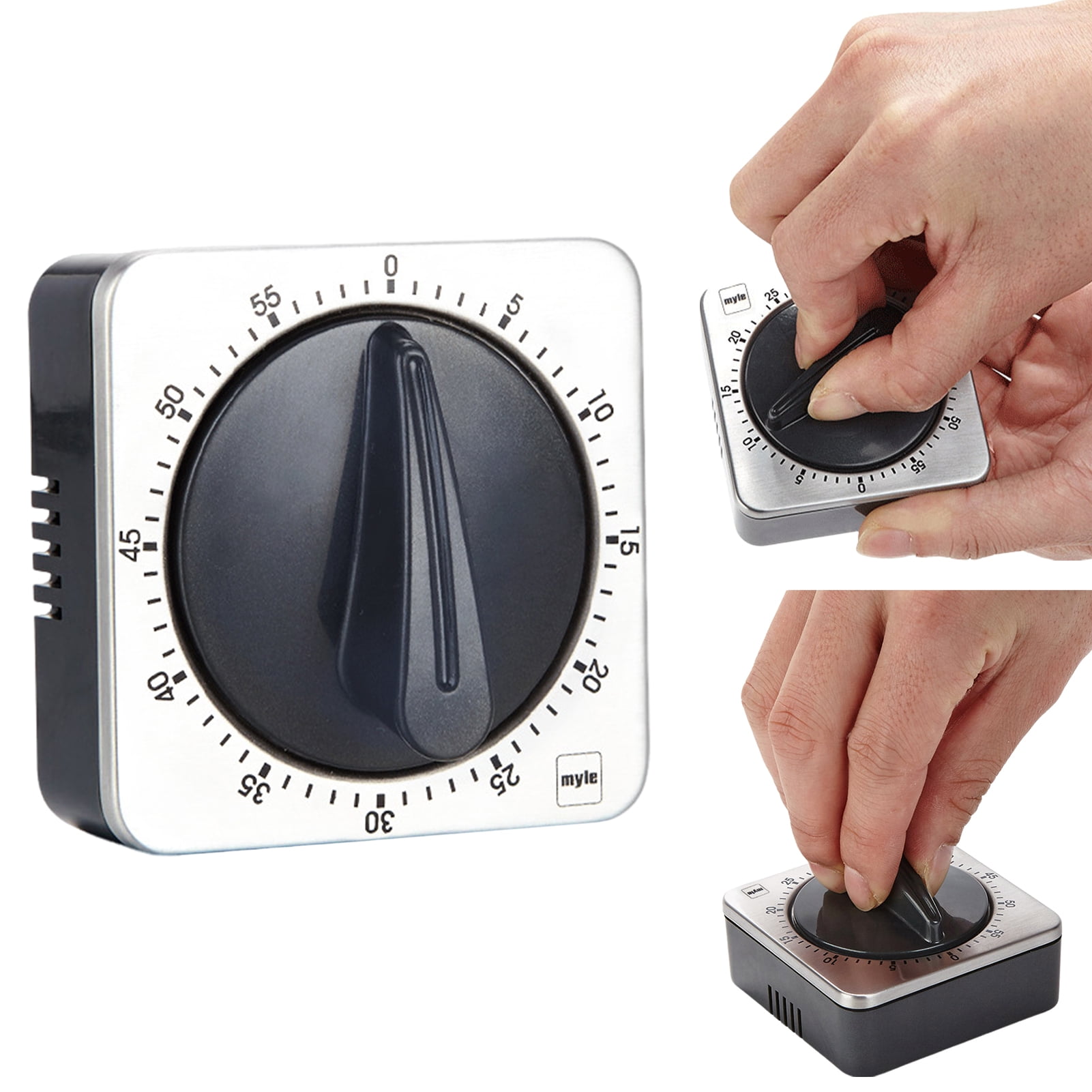 Sioweci Stainless Steel Kitchen Timer with Magnetic Back Chef Cooking ...