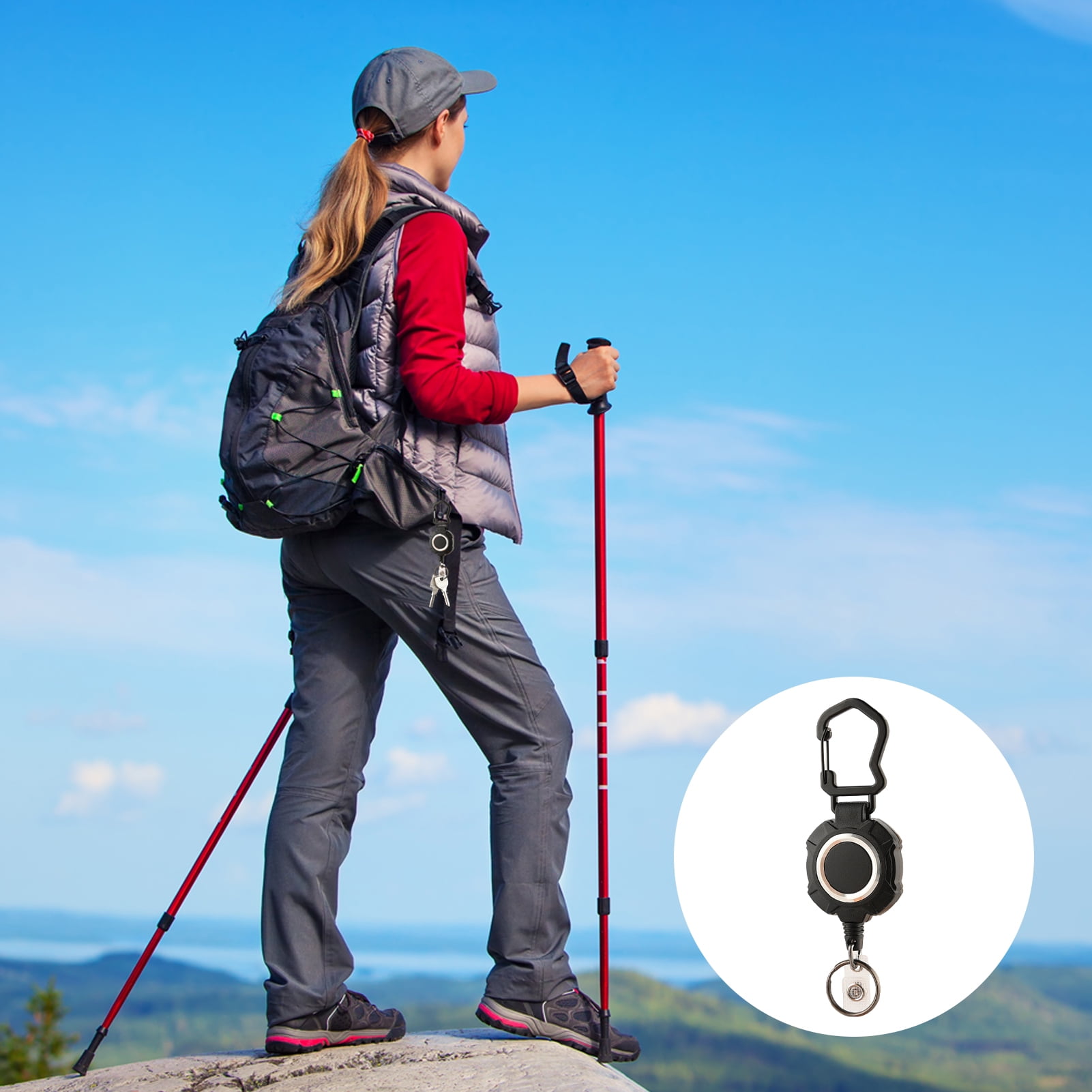 Sioweci Stainless Steel Retractable Carabiner Keychain Heavy Duty ...