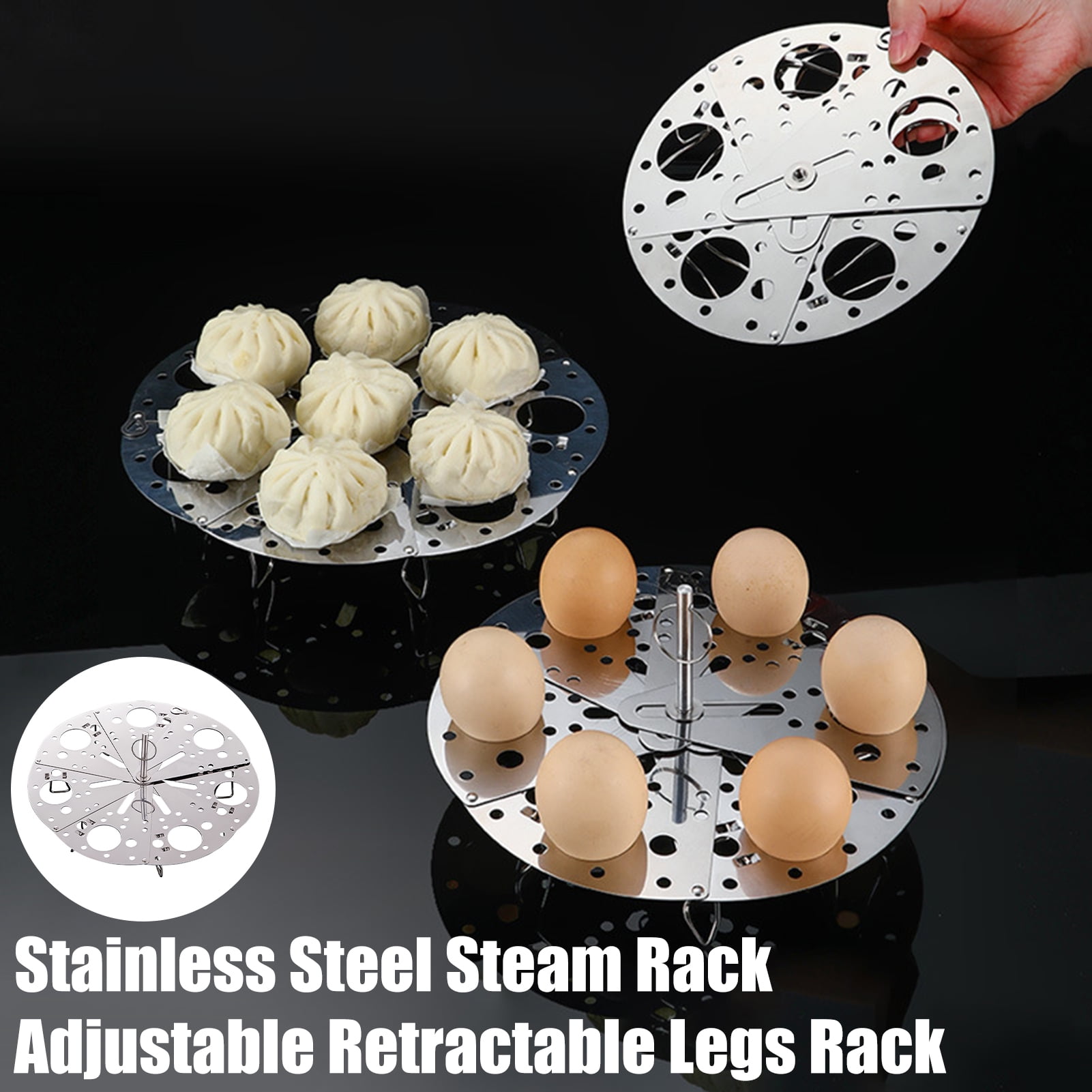 Sioweci Stainless Steel Steam Rack Retractable Legs Heat-Insulating Pot ...