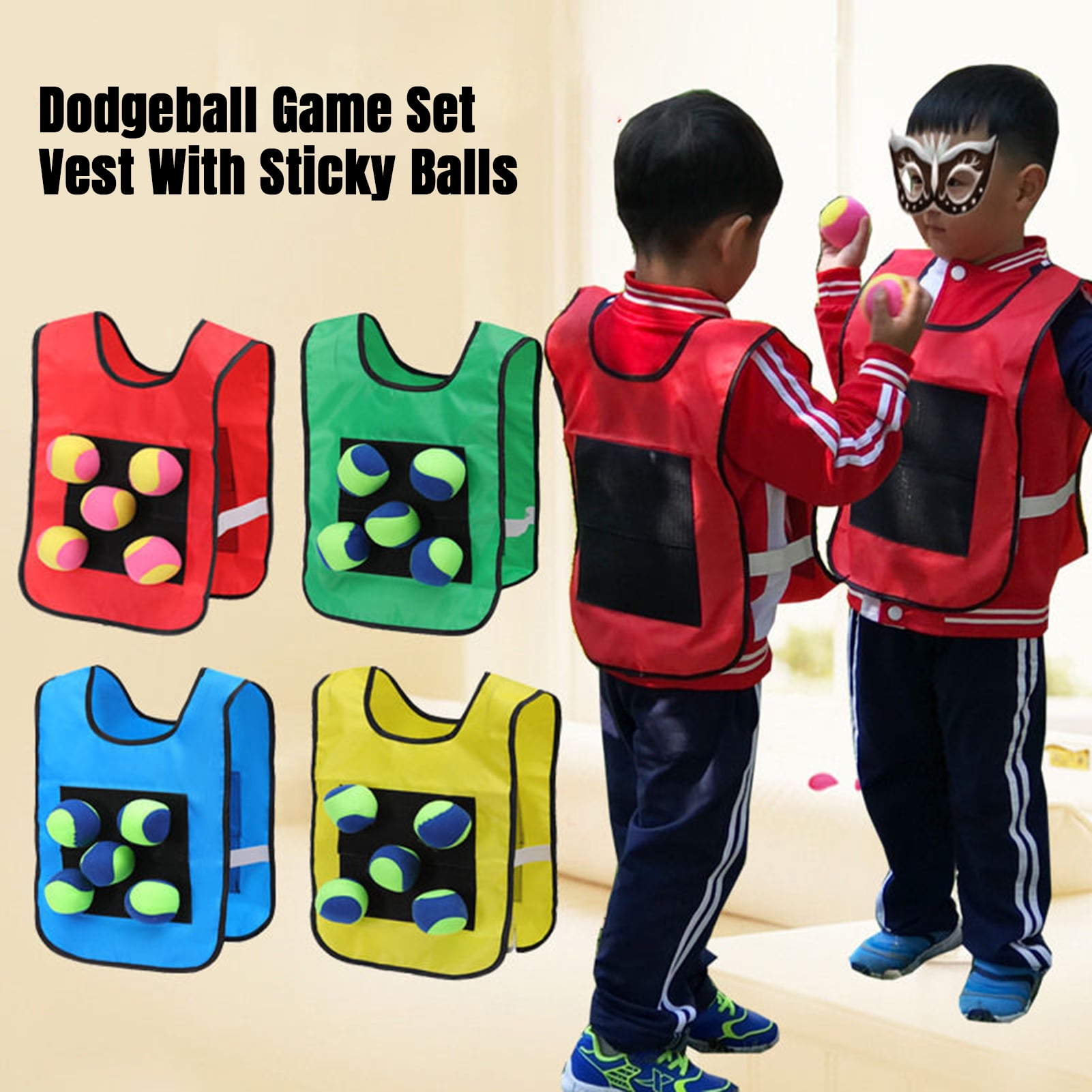 Sioweci Stick Ball Vest Dodgeball Game with 5 Soft Balls Parent-Child ...