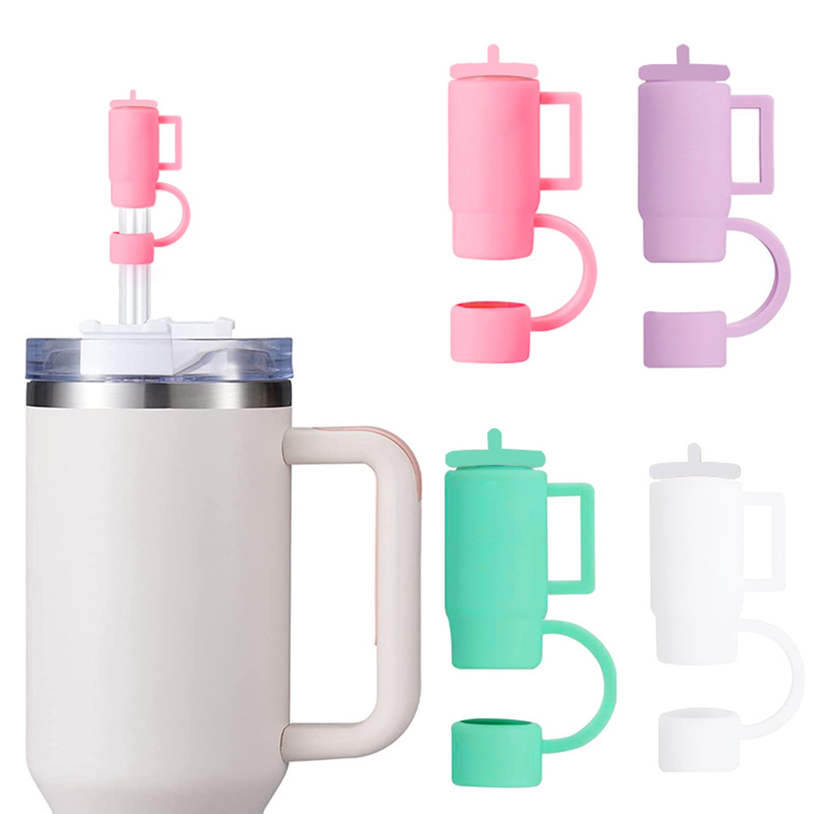 Sioweci Straw Topper Silicone Straw Caps 10mm Straws Lids Cup Shape ...