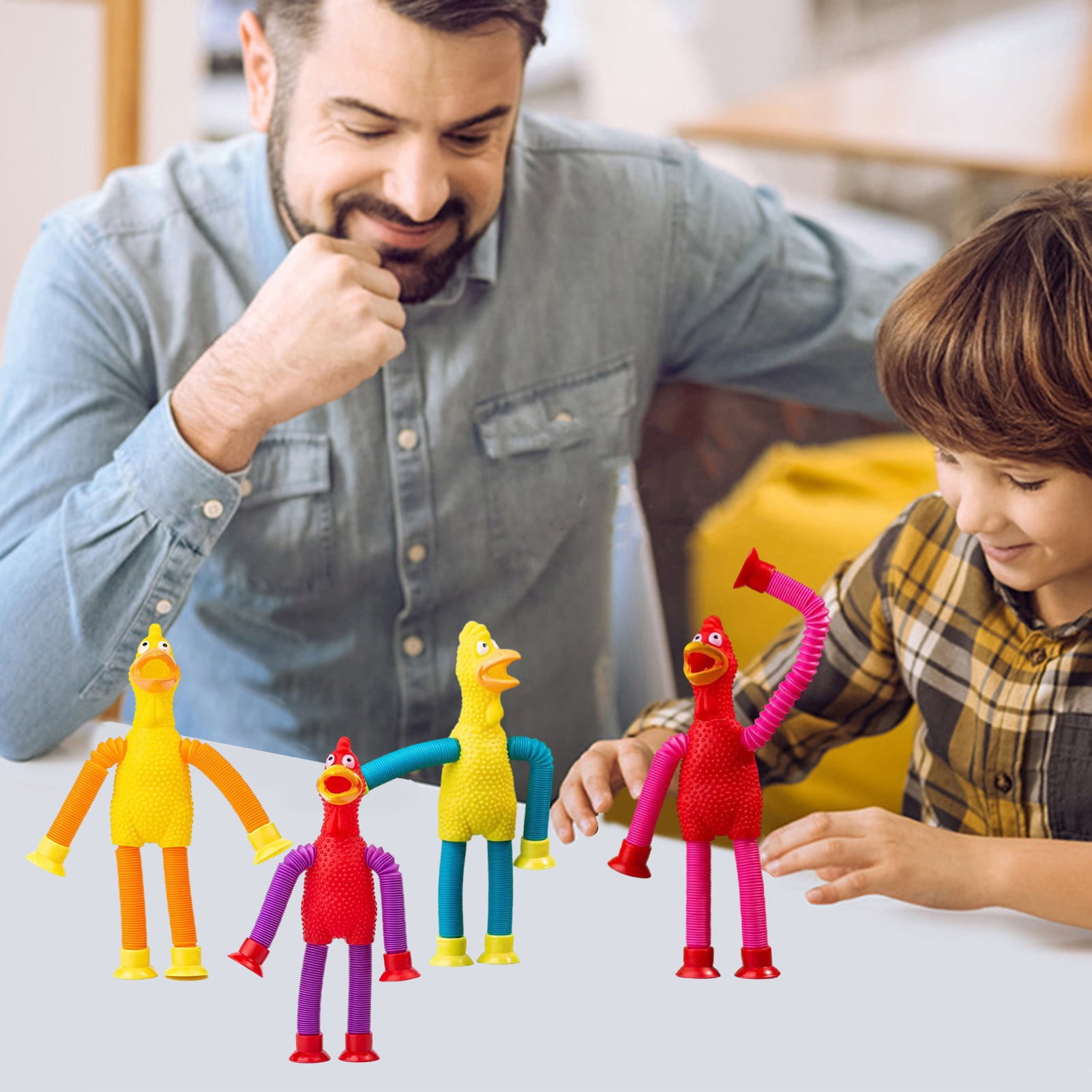 Sioweci Telescopic Tube Chick Toy with Suction Cup Hands Feet LED Press ...