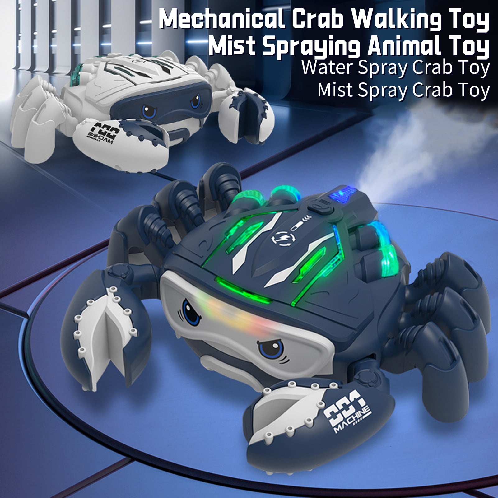 Sioweci Toddler Electric Crawling Crab Toy with Spray Music Light ...