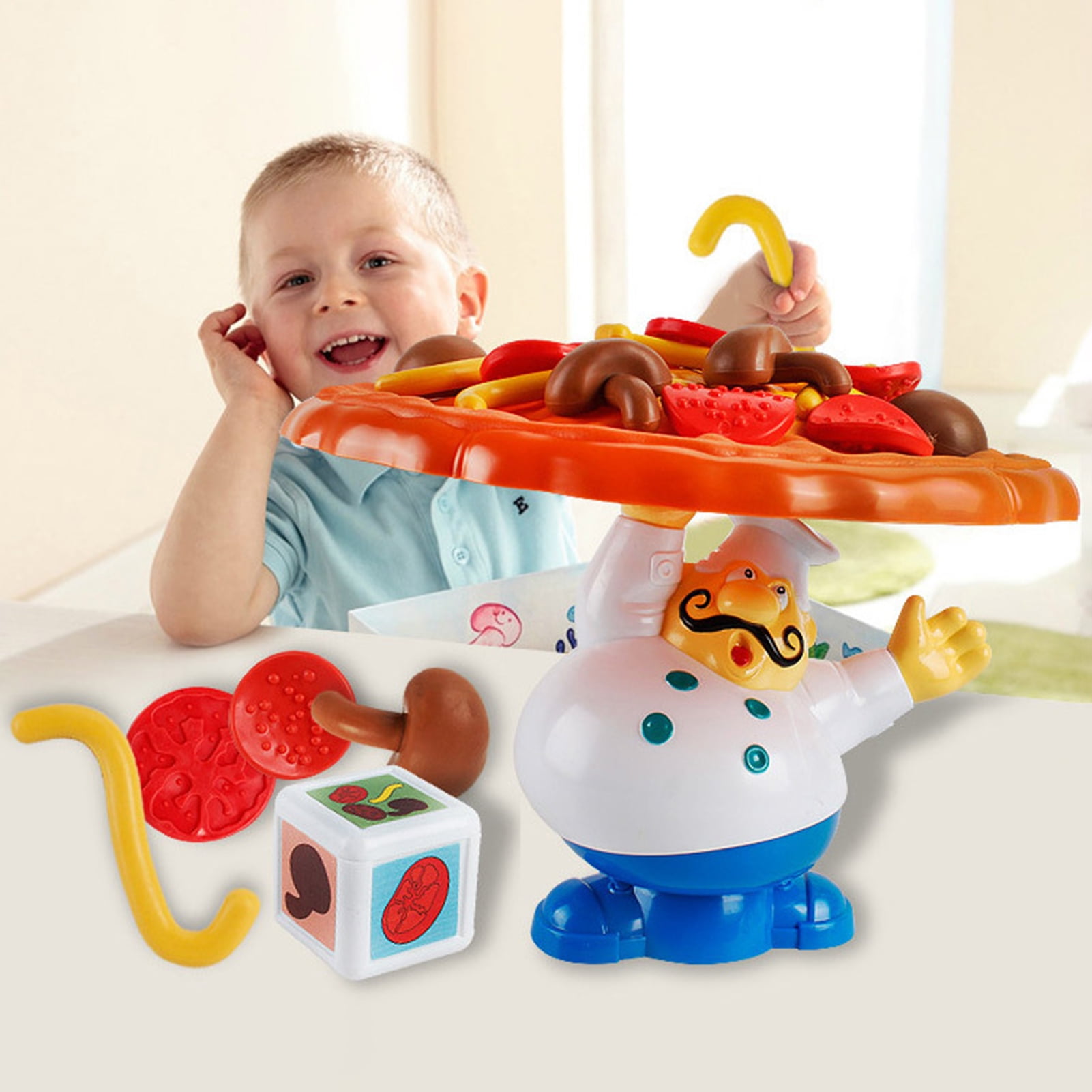 Sioweci Topple Pizza Game Desktop Stacking Balancing Pizza Toy 2 to 4 ...