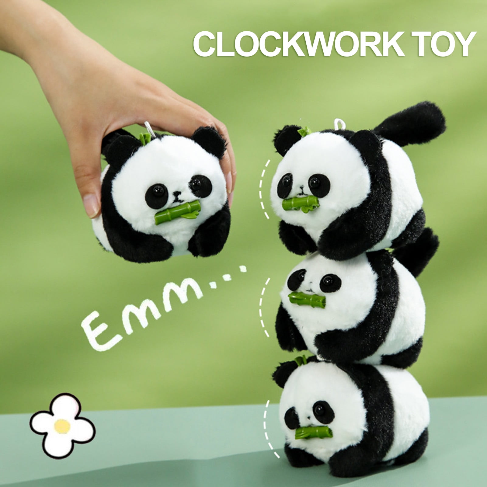 Sioweci Wind-up Panda Plush Toy Cute Stuffed Animal Pendant with Buckle ...