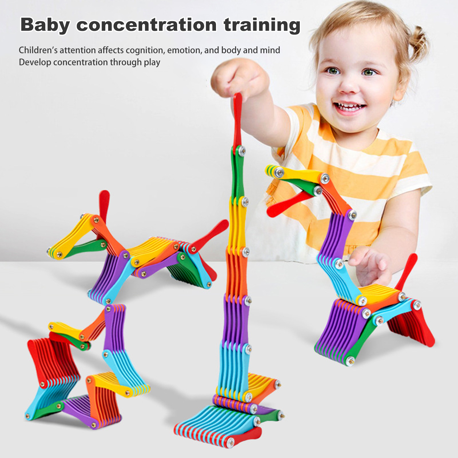 Sioweci Wooden Educational Folding Toy Hands-on Skills Focus Training ...