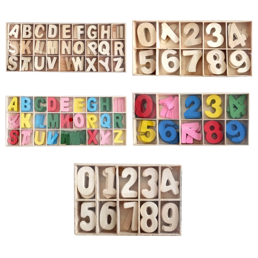 Sioweci Wooden Number English Letter Building Blocks Kids Early ...