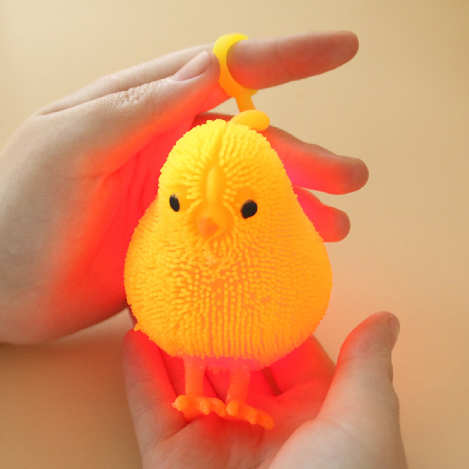 Sioweci Yellow Chick Squeeze Toy LED Light Up Luminous Fun Soft Stress ...