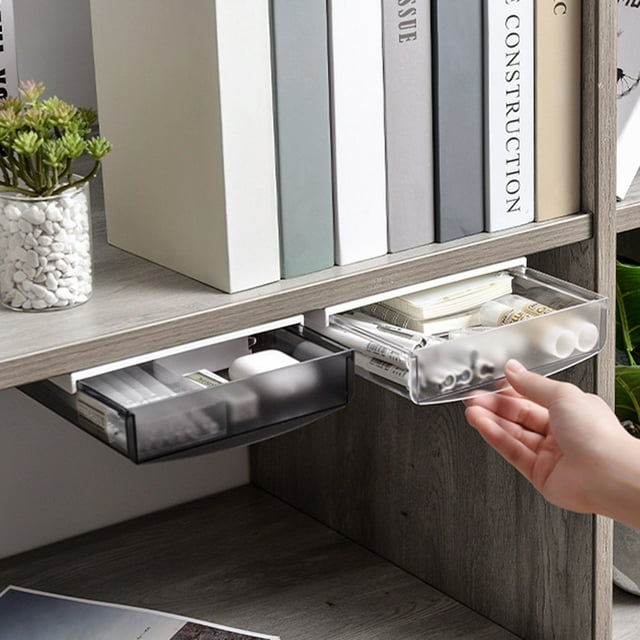 Sioweci under Desk Drawer Attachable Hidden Self-Adhesive Slide-out ...