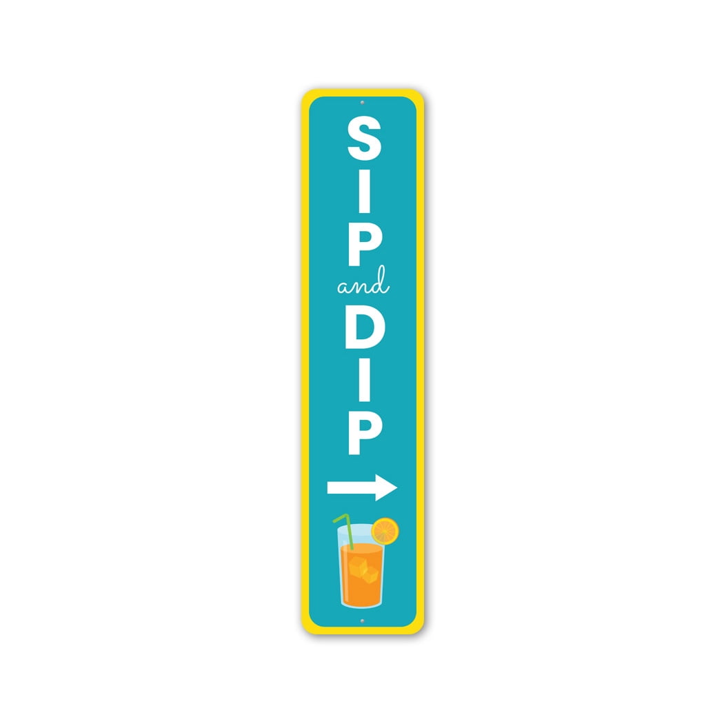 Sip And Dip Orange Juice Swimming Pool Aluminum Metal Decor Sign - 4x18 ...