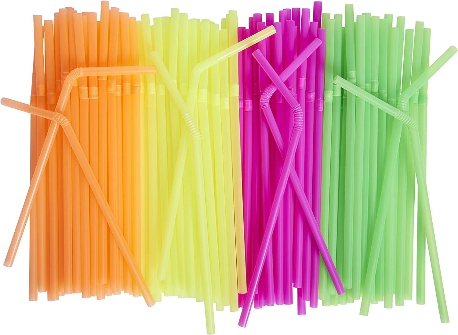 Sip N' Joy 500-Pack Flexible Plastic Straws, Disposable and Long ...