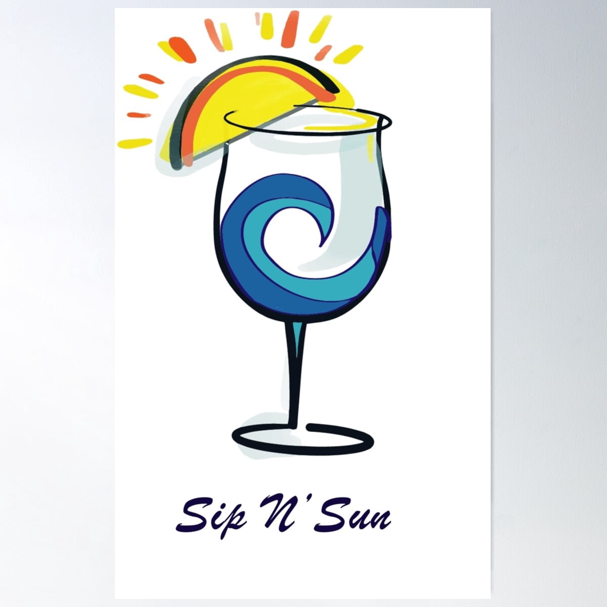 Sip N' Sun- No Border Poster Wall Art, Modern Wall Decor For Living ...