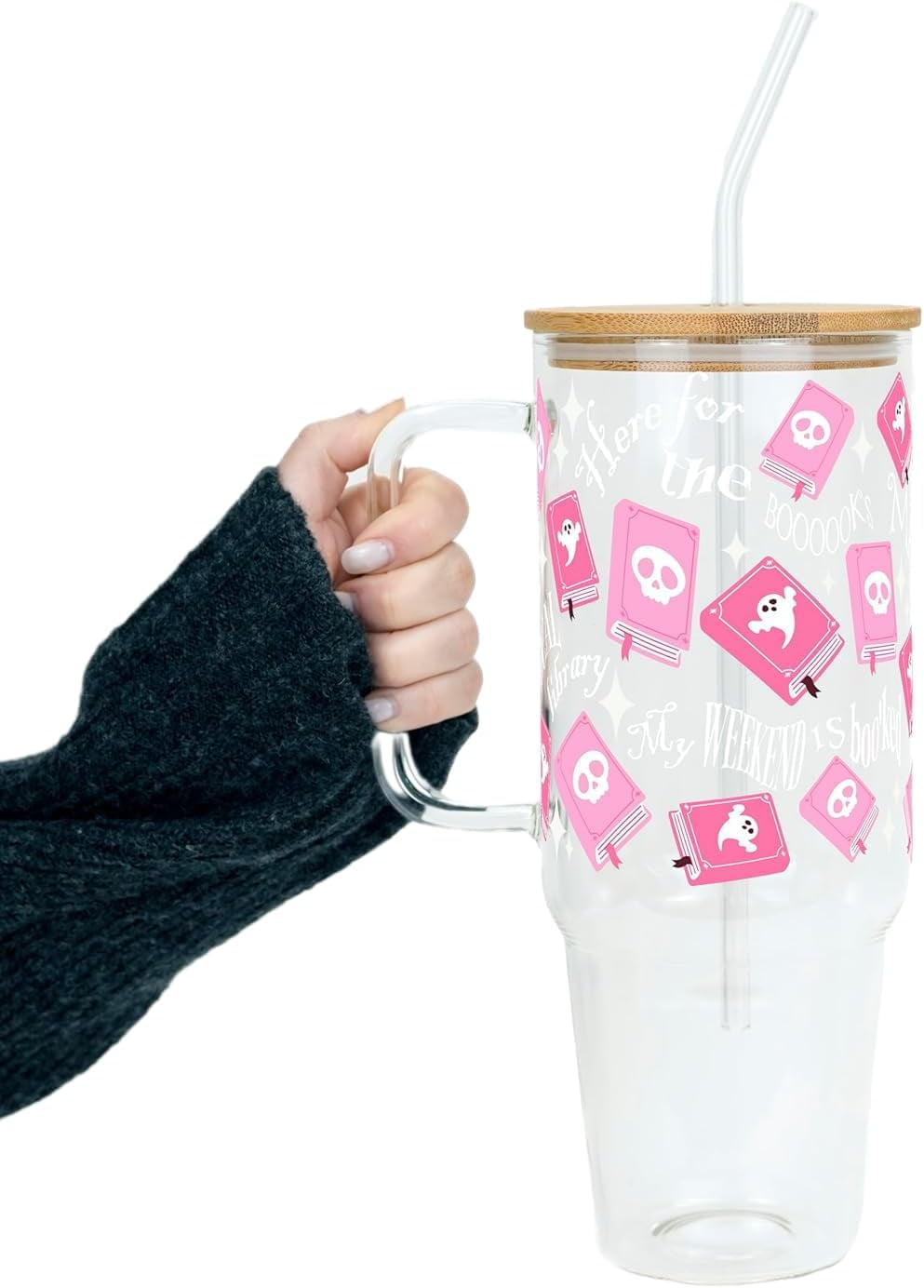 Sip-Sip Hooray! Boo-kish Halloween 40oz Glass Tumbler with Lid and ...