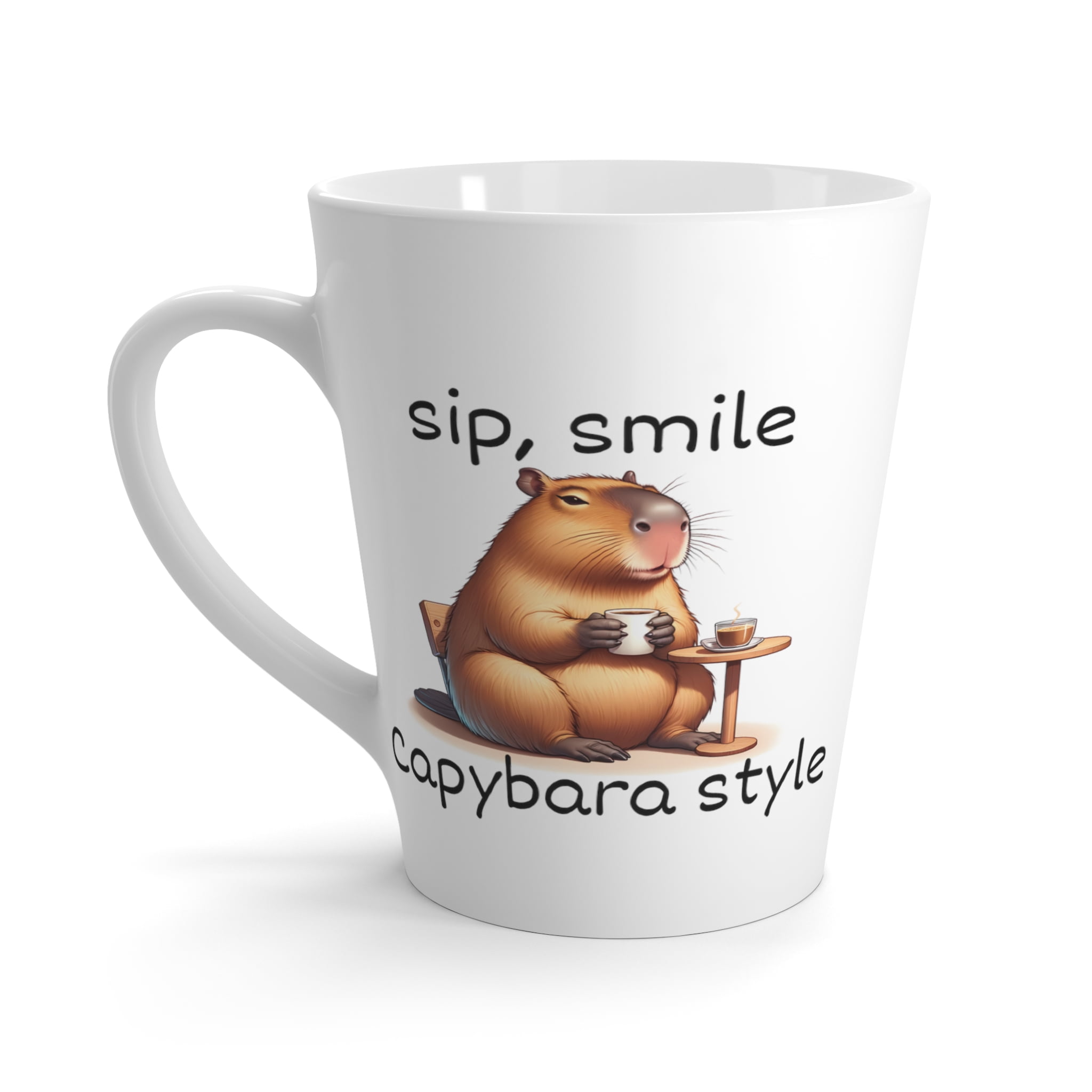 Sip, Smile Capybara Style-Funny Humor Capybara Lover Ceramic Latte Mug ...