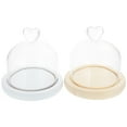 Sipeihong 2 Glass Dome Cloches with Rustic Wood Base for Display ...