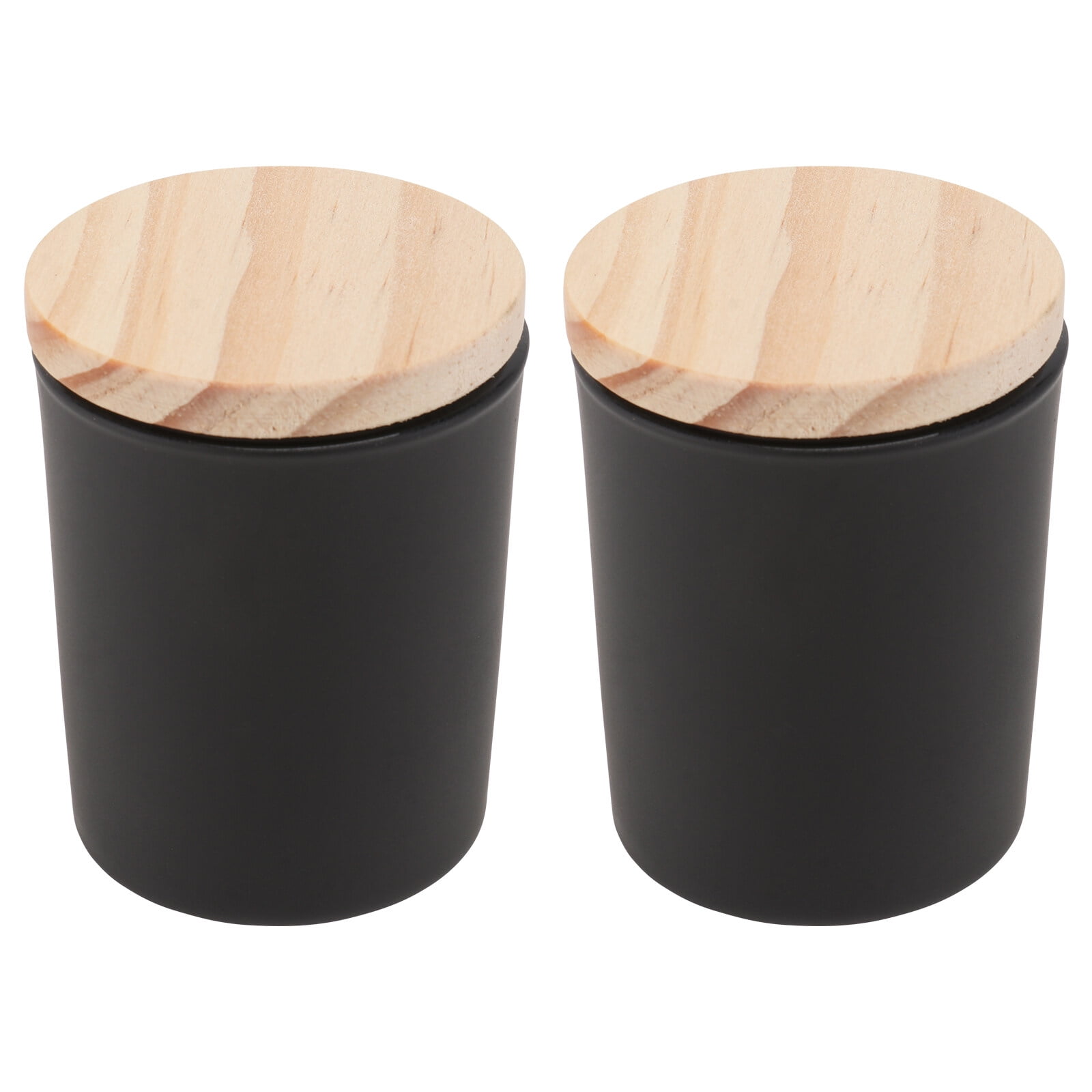 Sipeihong 2 Glass Jars w/ Round Wood Lids for DIY Powder - Black ...