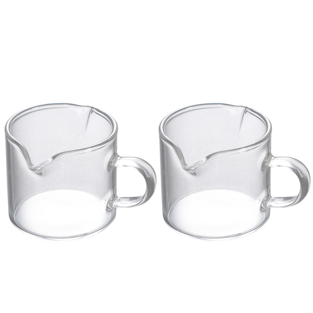 Sipeihong 2 Pack Mini Milk Glass Cup with Handle, Double Spouts Milk ...