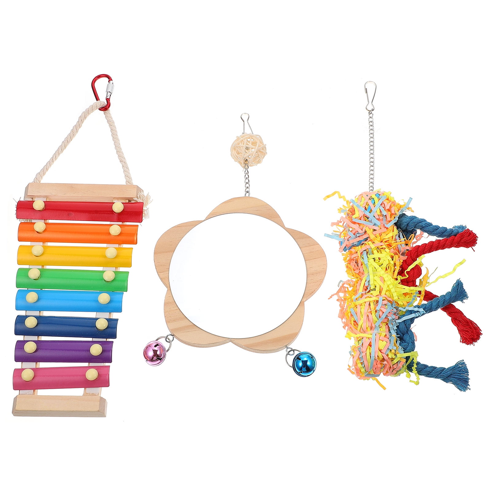 KAKOWELY Indoor Play Parrot Toys Wood Plastic Bird Owners 3Pcs 7.3X4 ...