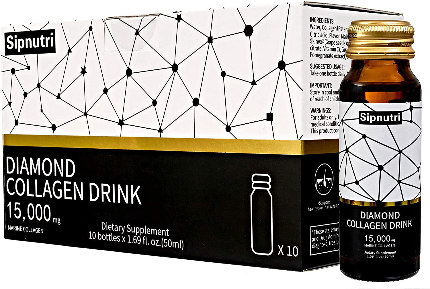 Sipnutri Diamond Liquid Collagen Drink 15000mg Marine Collagen ...