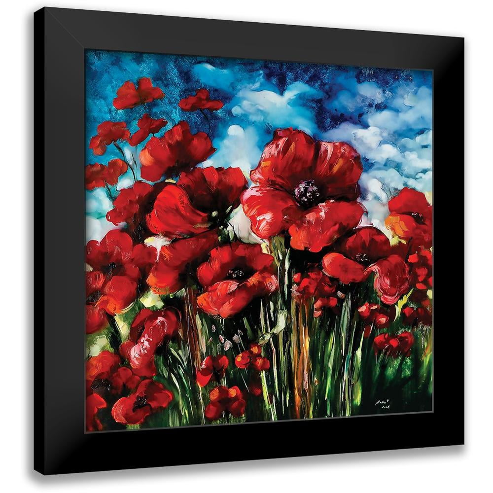 Sipos, Judit 20x20 Black Modern Framed Museum Art Print Titled - Poppy ...