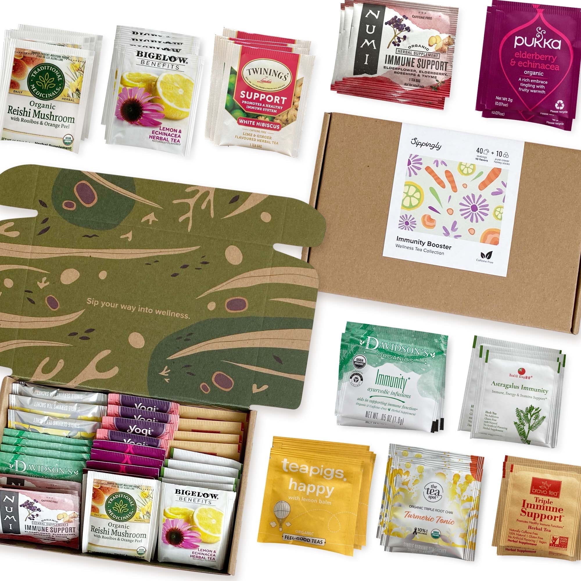 Sippingly Immunity Tea Discovery Box Tea Sample Set. 10 Variety. 40 ...