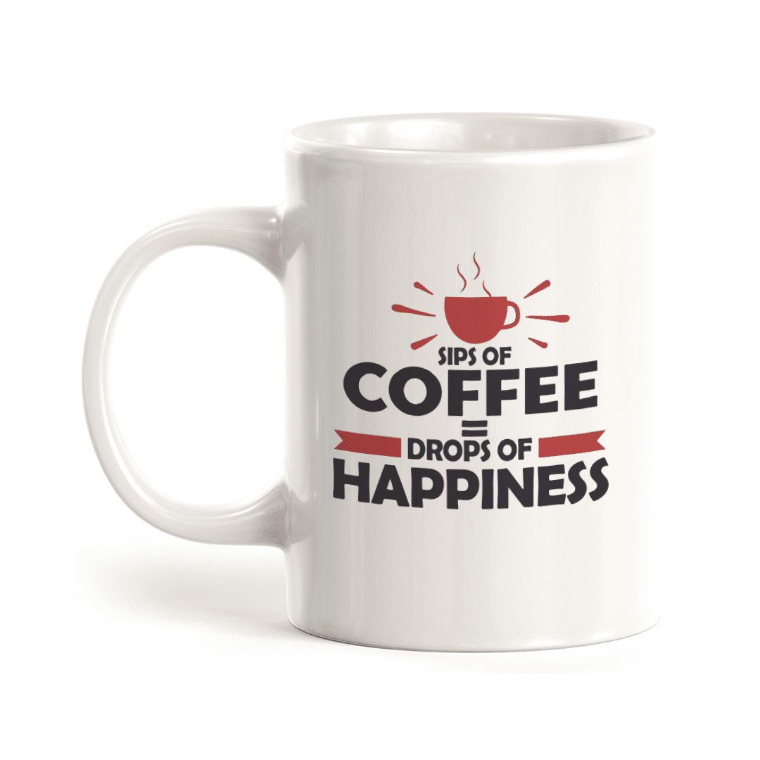 Sips Of Coffee = Drops Of Happiness 11oz Coffee Mug - Walmart.com